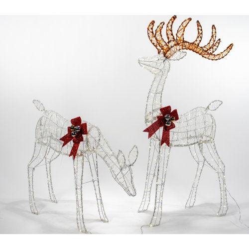 The Holiday Aisle® 2 Piece Flex Micro LED Deer Lighted Display Set ...