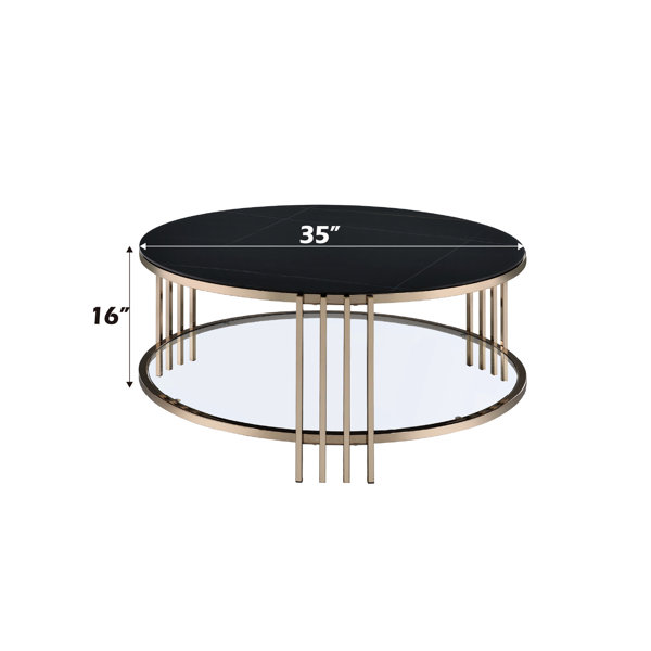 Latitude Run® Round Sintered Stone Top Coffee Table With Storage Shelf ...