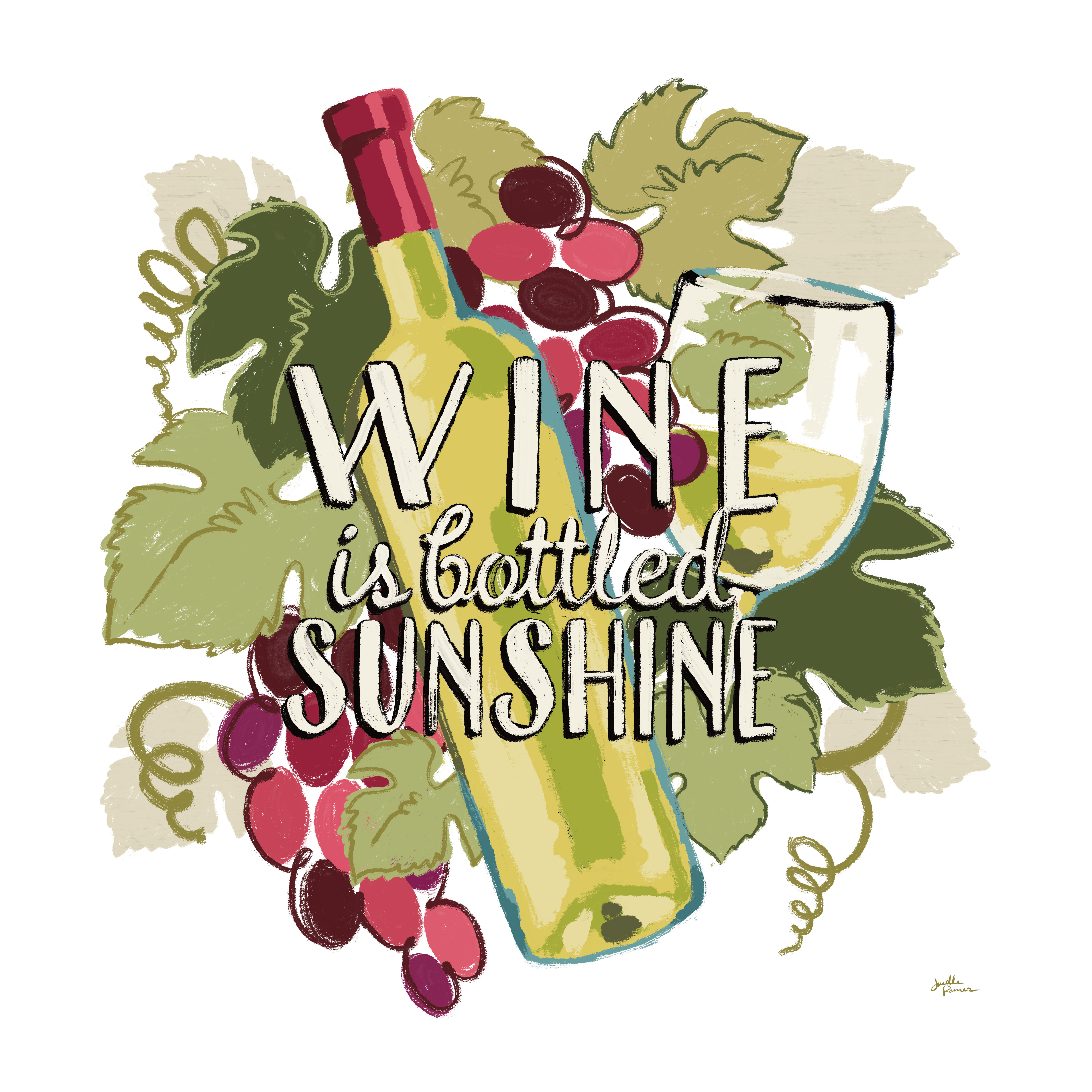 Happy Larry Wine and Friends IV on White by Janelle Penner - Wrapped ...