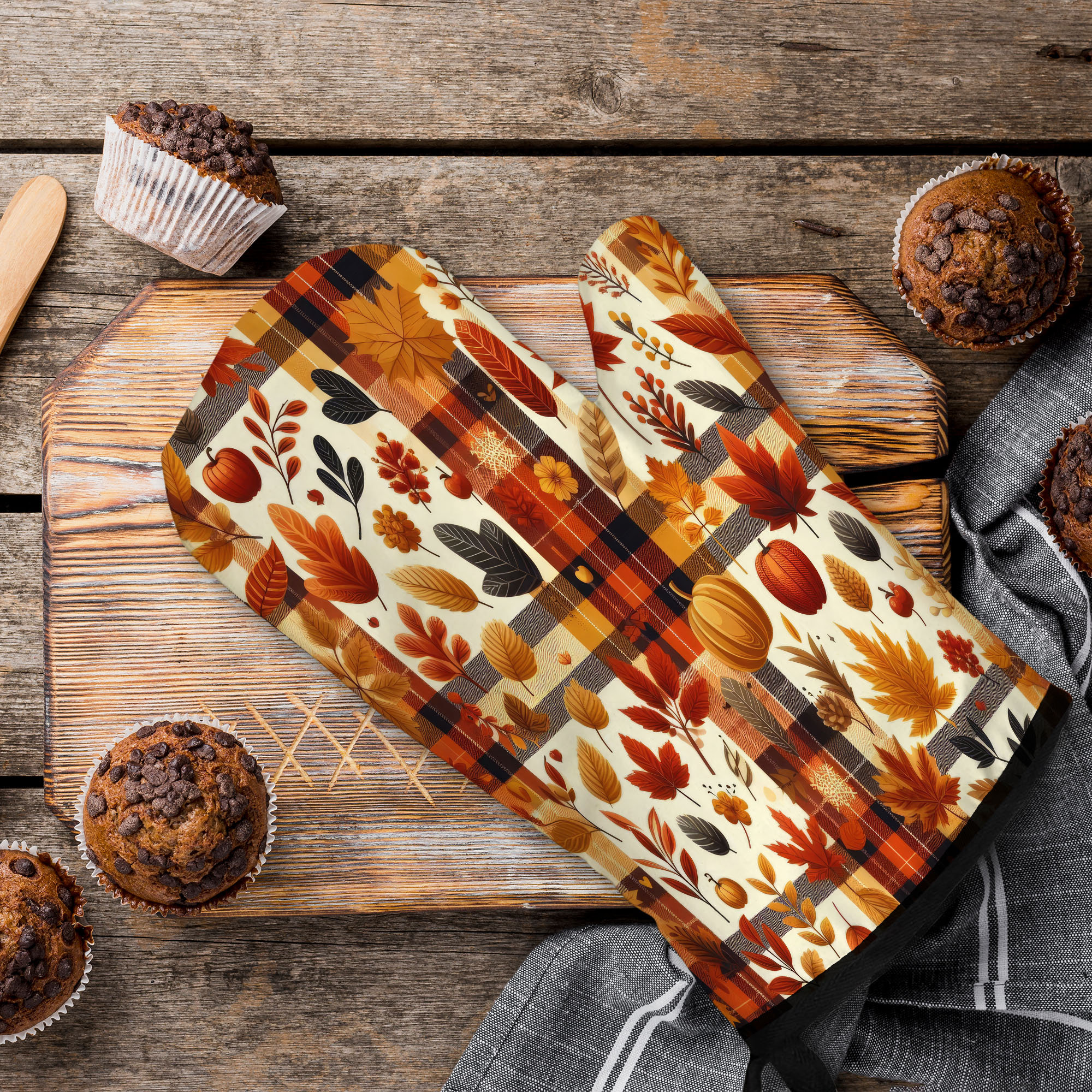 MentionedYou Autumn Tartan Vibes Oven Mitt Cotton Twill | Wayfair