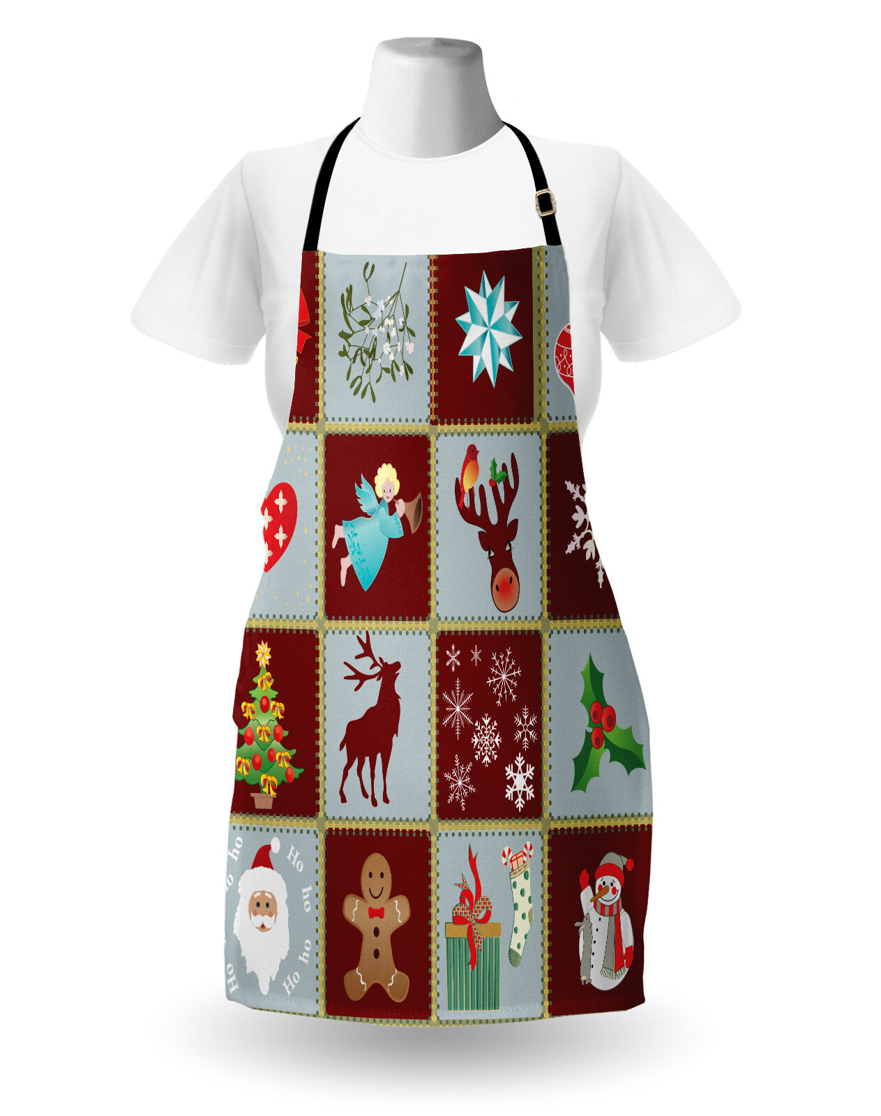 The Holiday Aisle® Xmas Apron Unisex, Christmas Santa Tree Reindeers ...