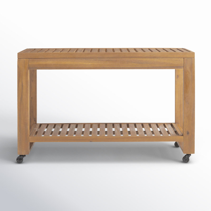 Joss & Main Adagio Outdoor Solid Teak Wood Bar Cart Island & Reviews ...