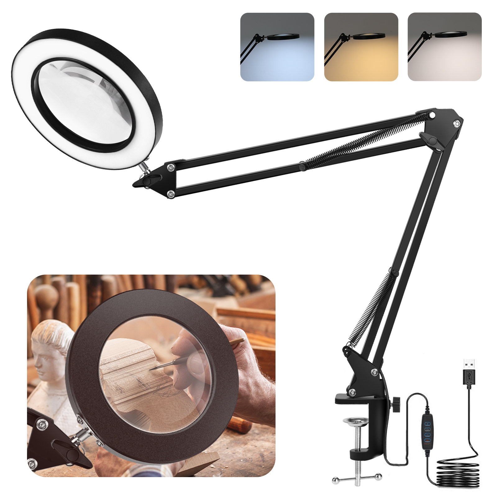 Wrought Studio™ Magnifying Glass With Light | Wayfair