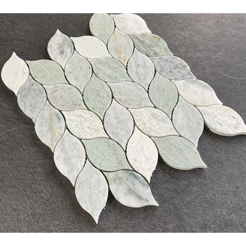 ES Stone 4" x 2" Ming Green Leaf Pattern Marble Novelty Mosaic Tile ...