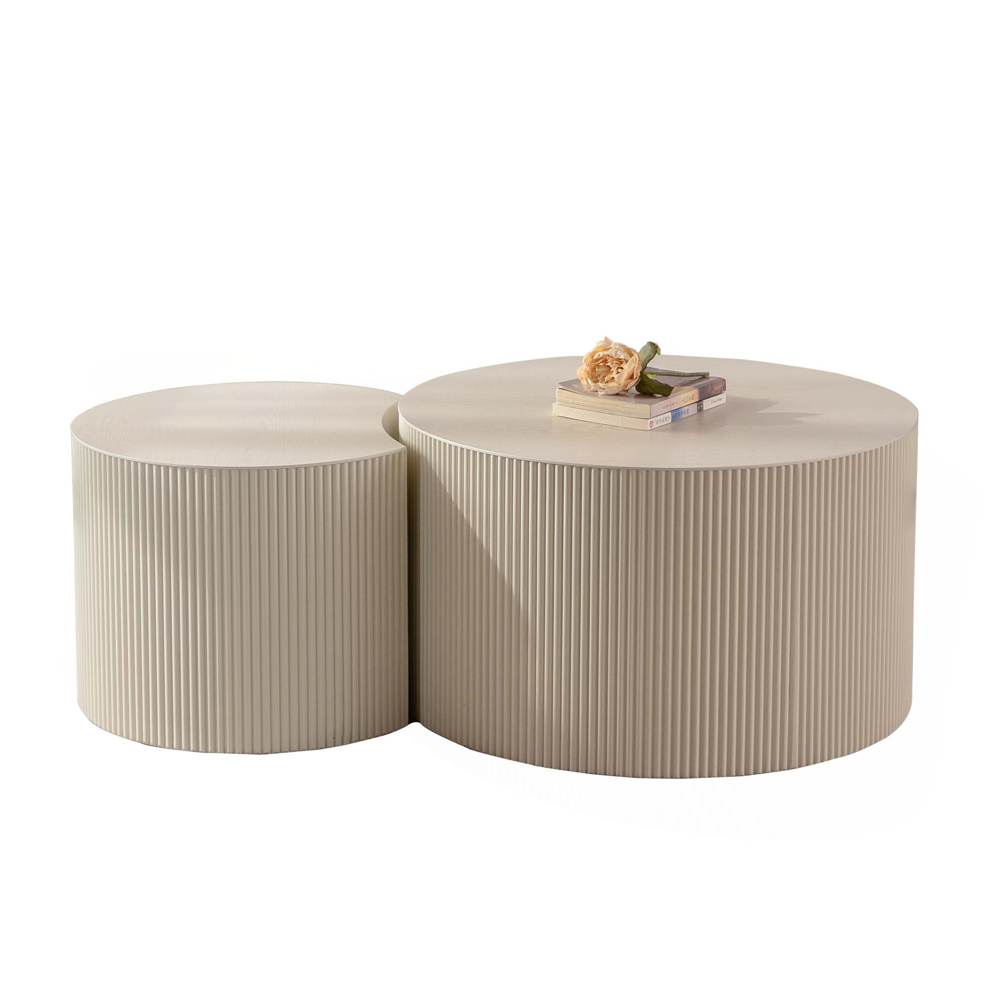 Latitude Run® Round Wood Coffee Table For Small Space Apartment And No ...