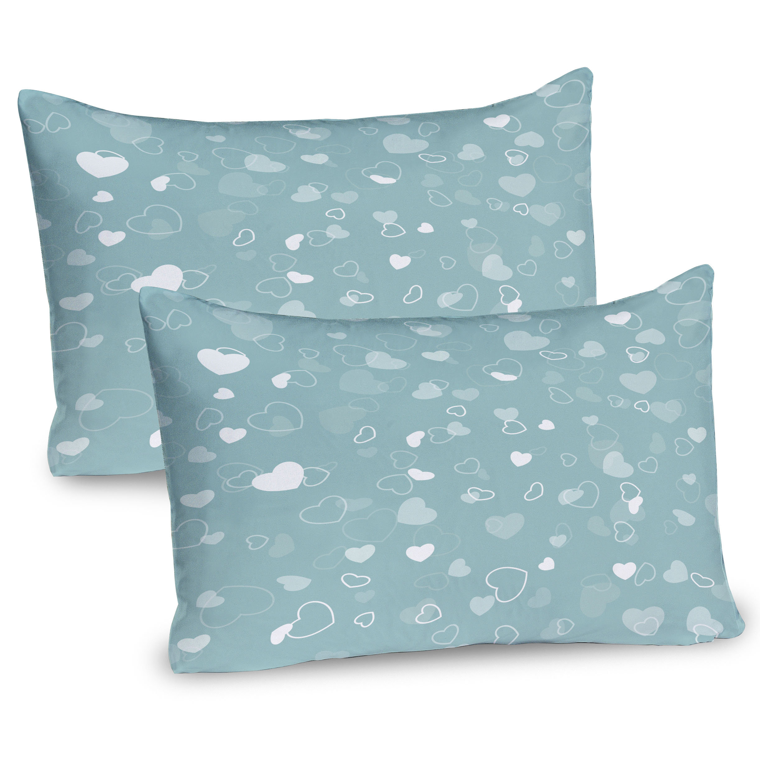 Ambesonne Seafoam Pillow Sham 2 Pack Romantic Hearts Theme Pale Blue Seafoam | Wayfair