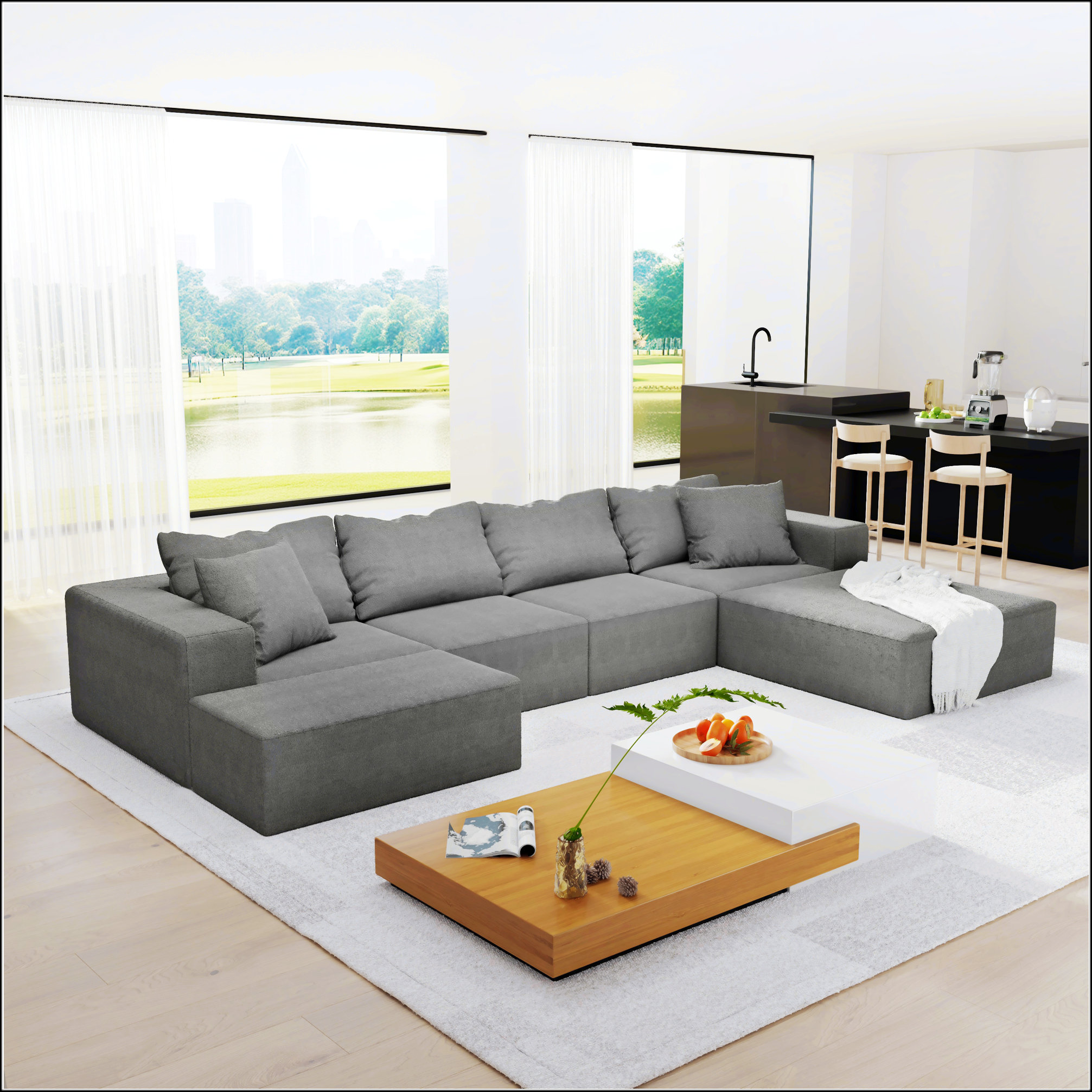 Ivy Bronx Modern Upholstered Sectional Sofa Couch Set | Wayfair