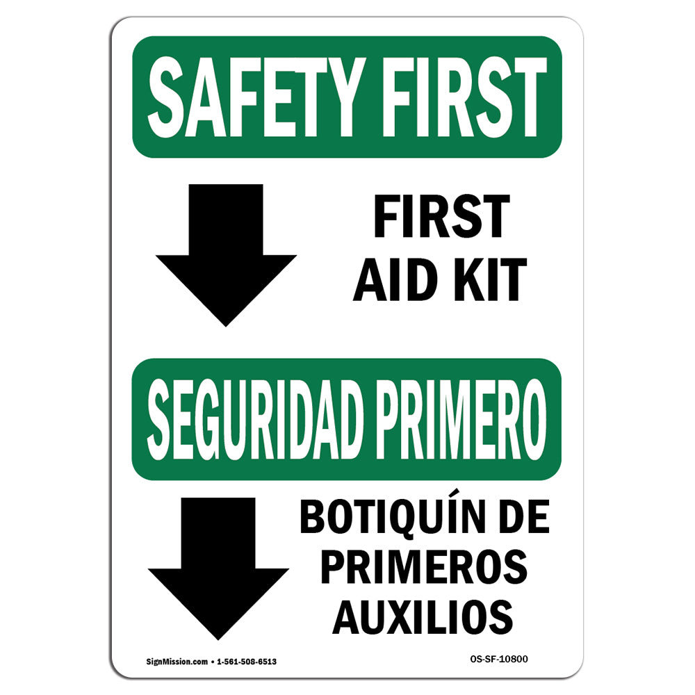 SignMission Osha Safety First Sign - First Aid Kit Bilingual | Wayfair