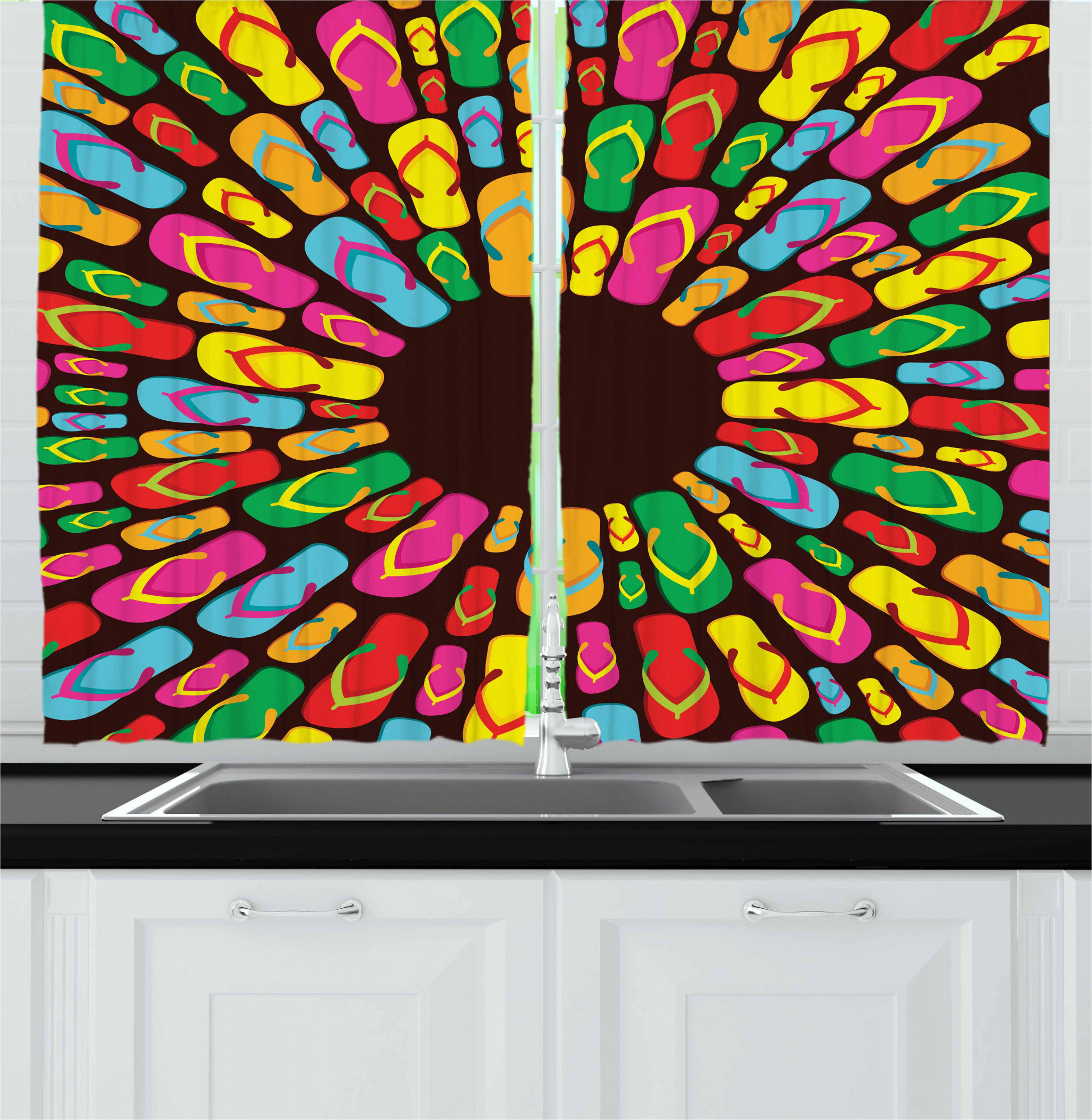 East Urban Home Flip Flop 2 Piece Kitchen Curtain Set | Wayfair