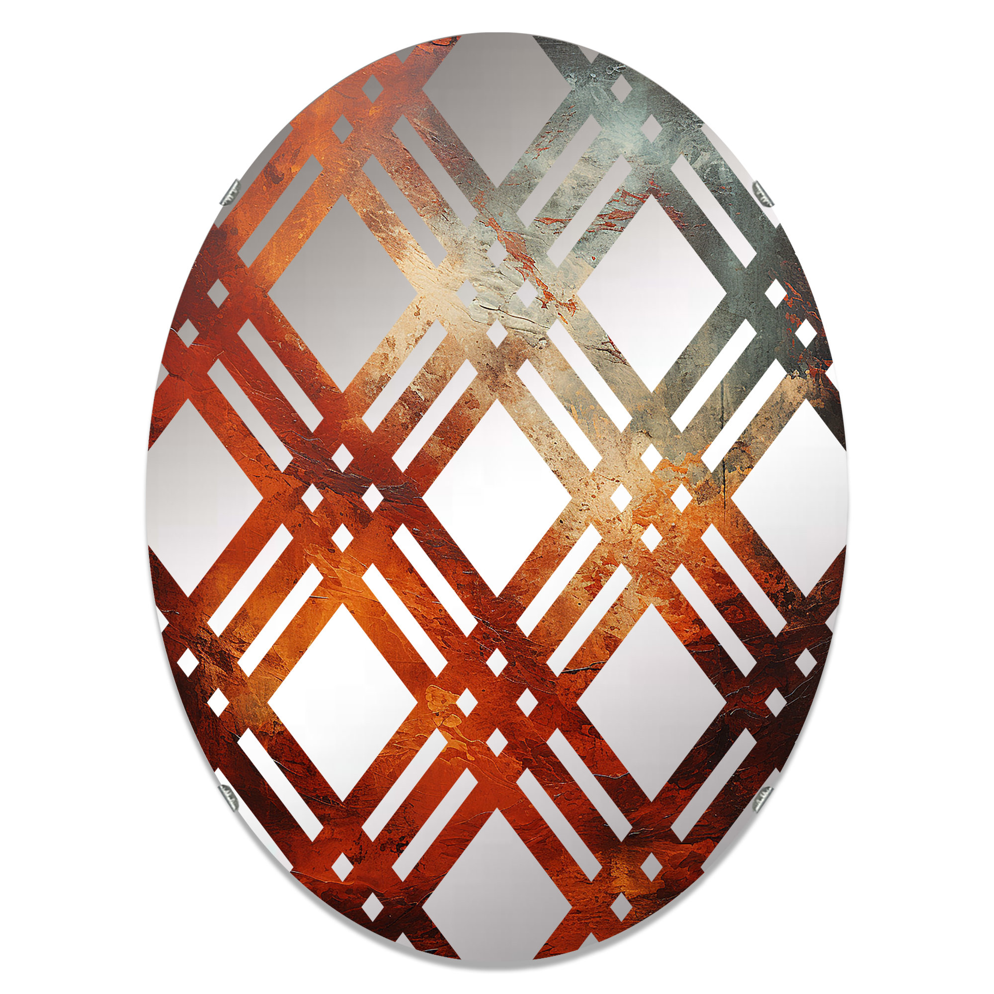 Design Art Maroon Mars Mystery Planet I - Plaid Decorative Mirror|Oval ...