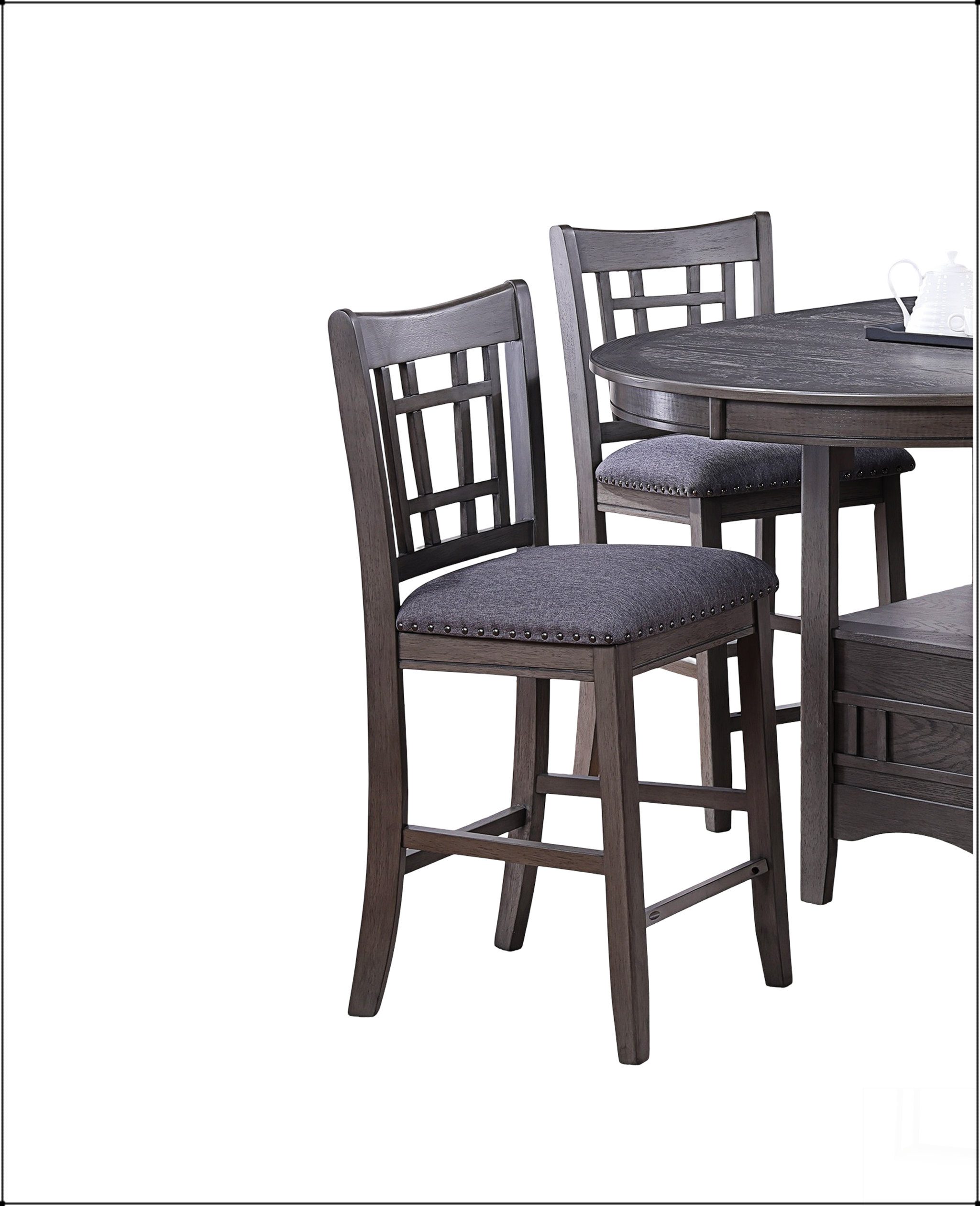 Lark Manor™ Set of 2pc High Chairs Dining Room Furniture Gray Solid ...