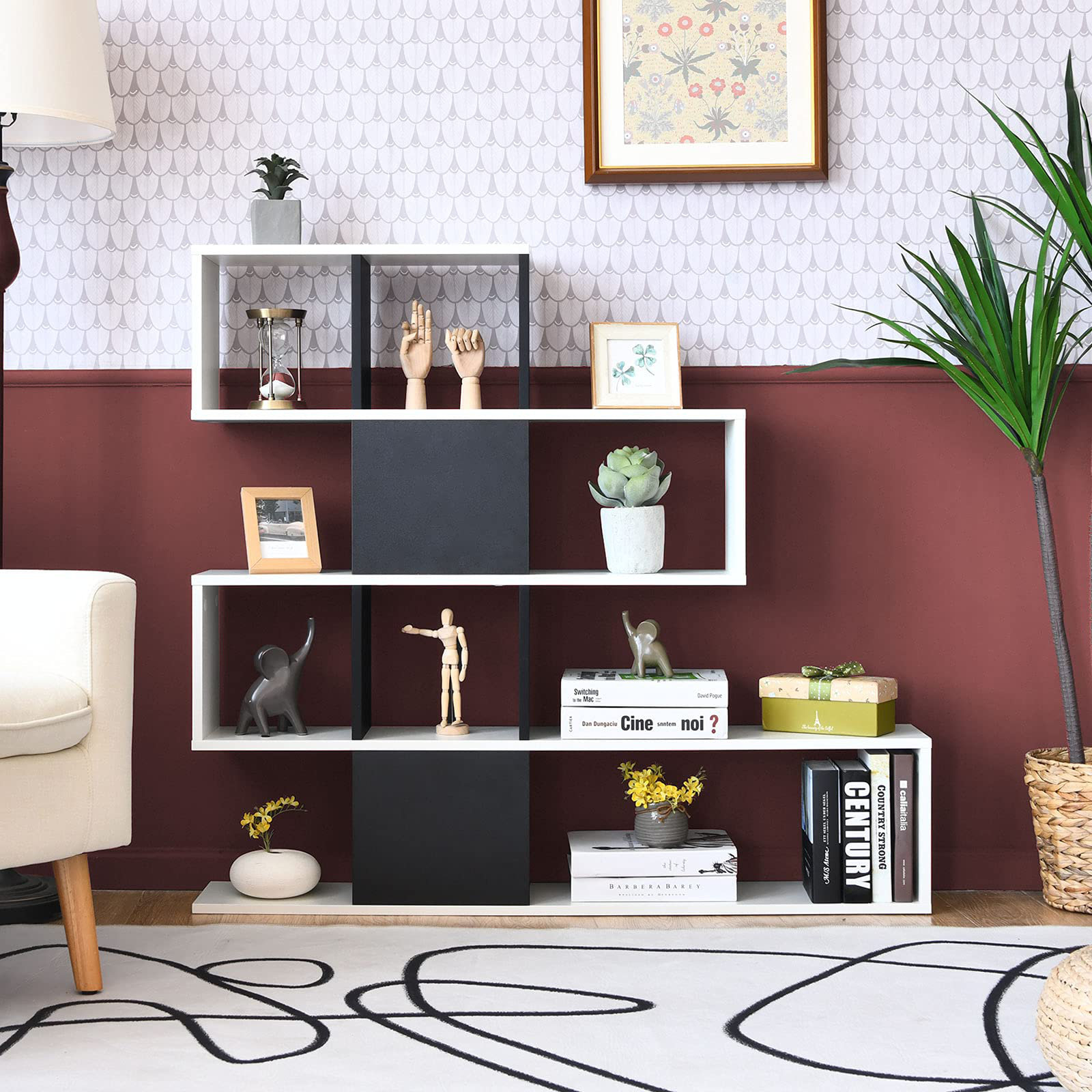 Hokku Designs 8 Cubes Bookshelf, Modern Ladder Corner Bookcase, 8-Cube ...