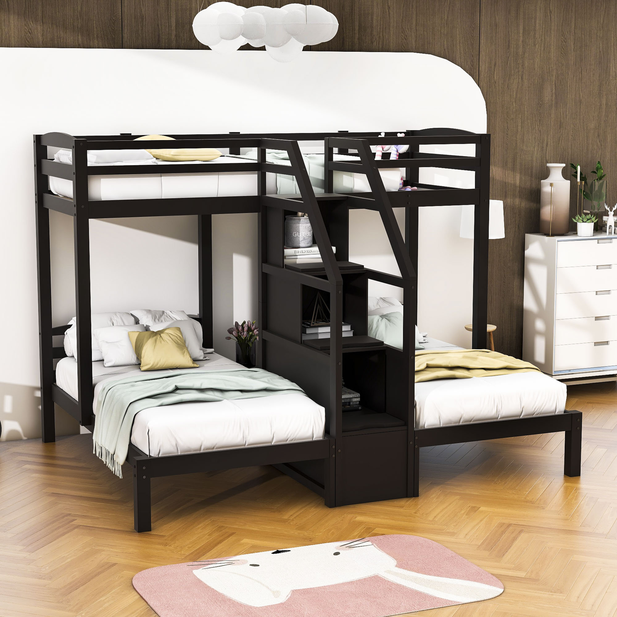 Harriet Bee Essy Kids Twin Over Twin Bunk Bed with Drawers | Wayfair