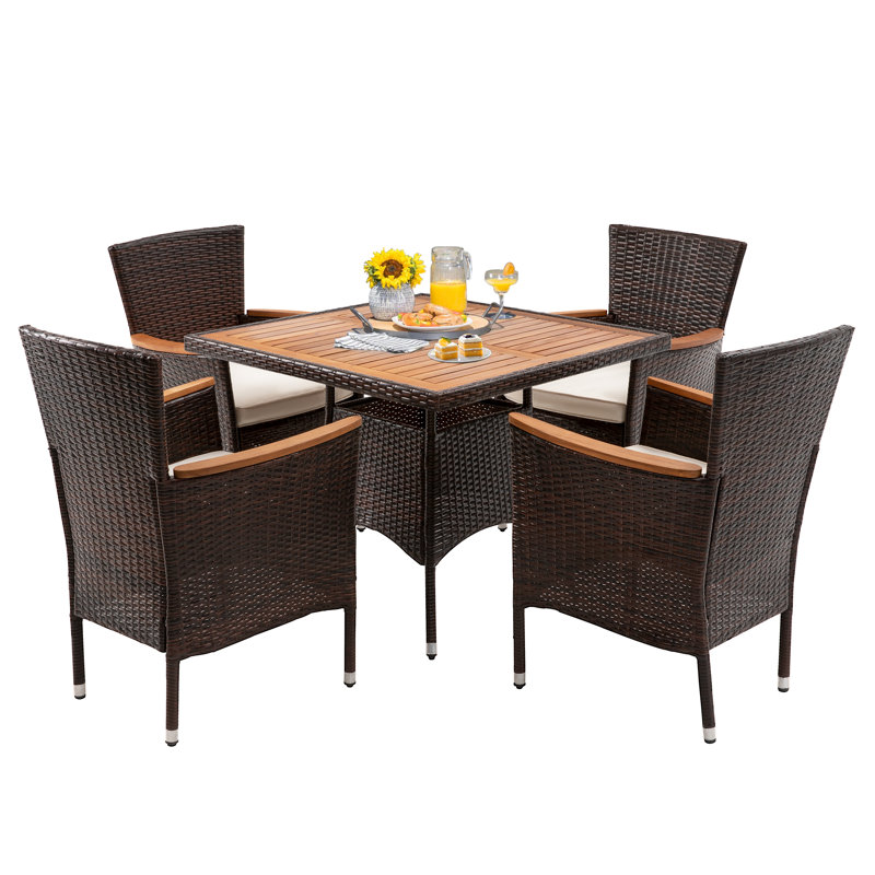 Red Barrel Studio® Adrista 4 - Person Square Outdoor Dining Set with ...