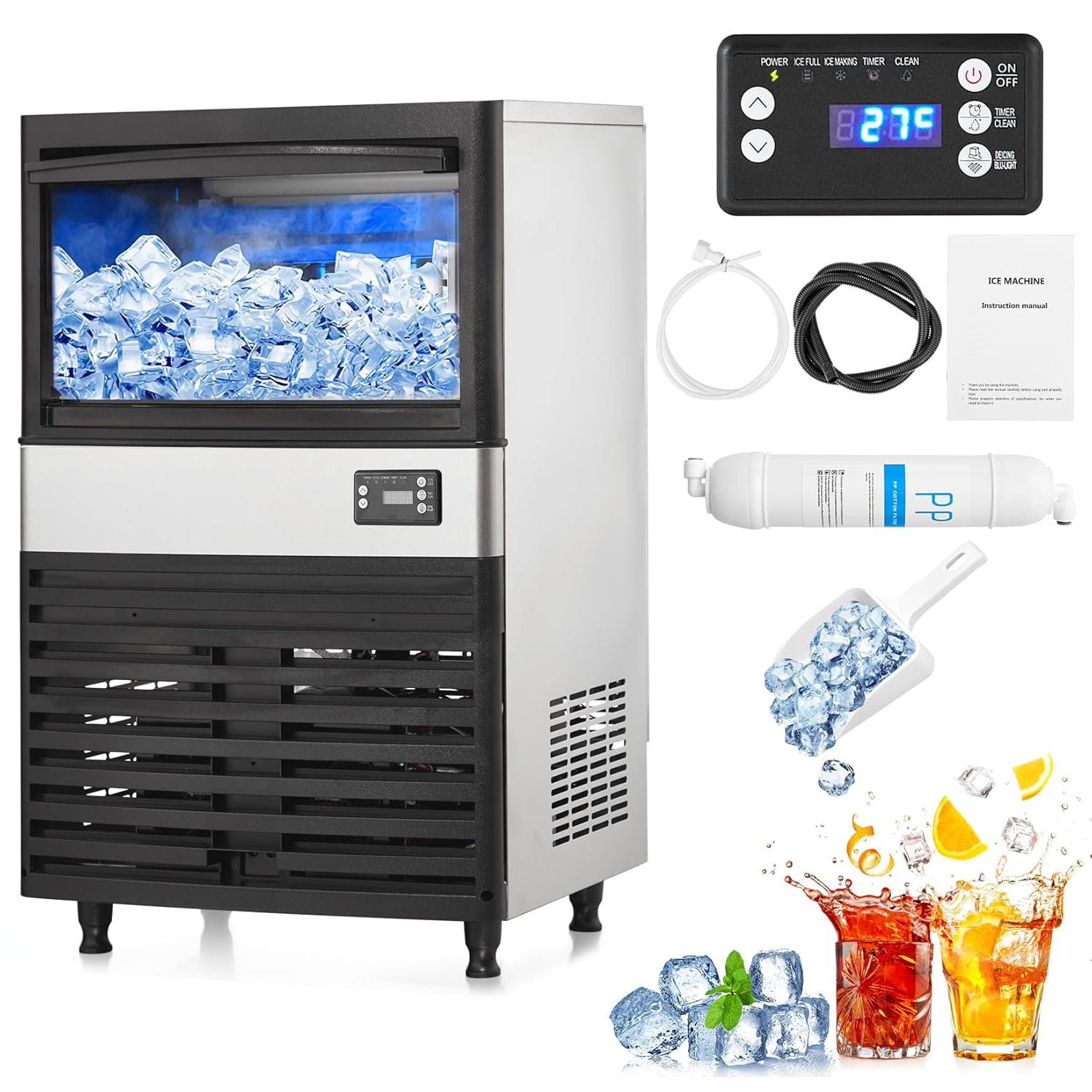Yuan Home Commercial-Grade Ice Maker Machine – 160LBS/24H Under Counter ...