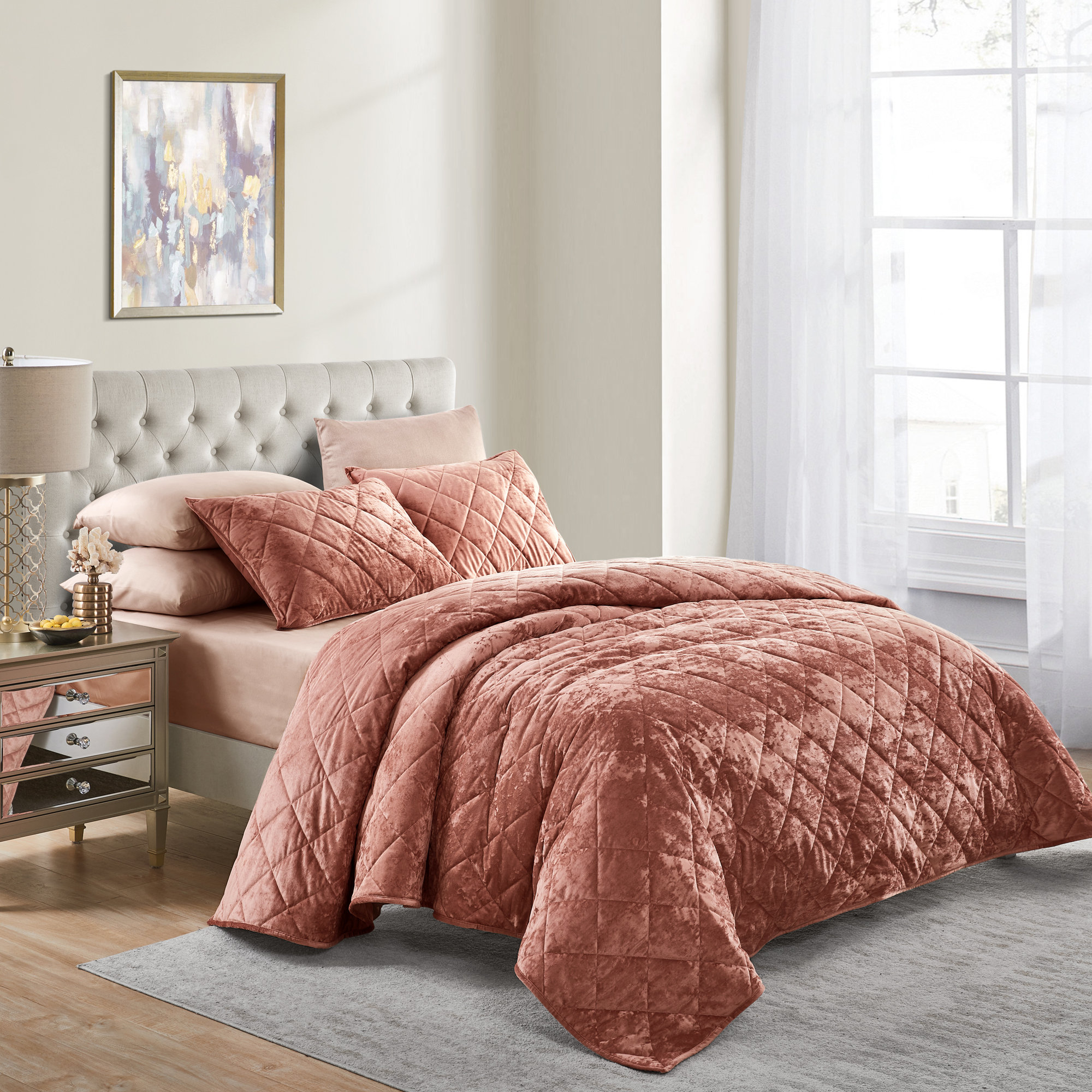 Wonderful Textile Velvet Crushed Velvet & Flannel Quilt Sets, Stripe ...