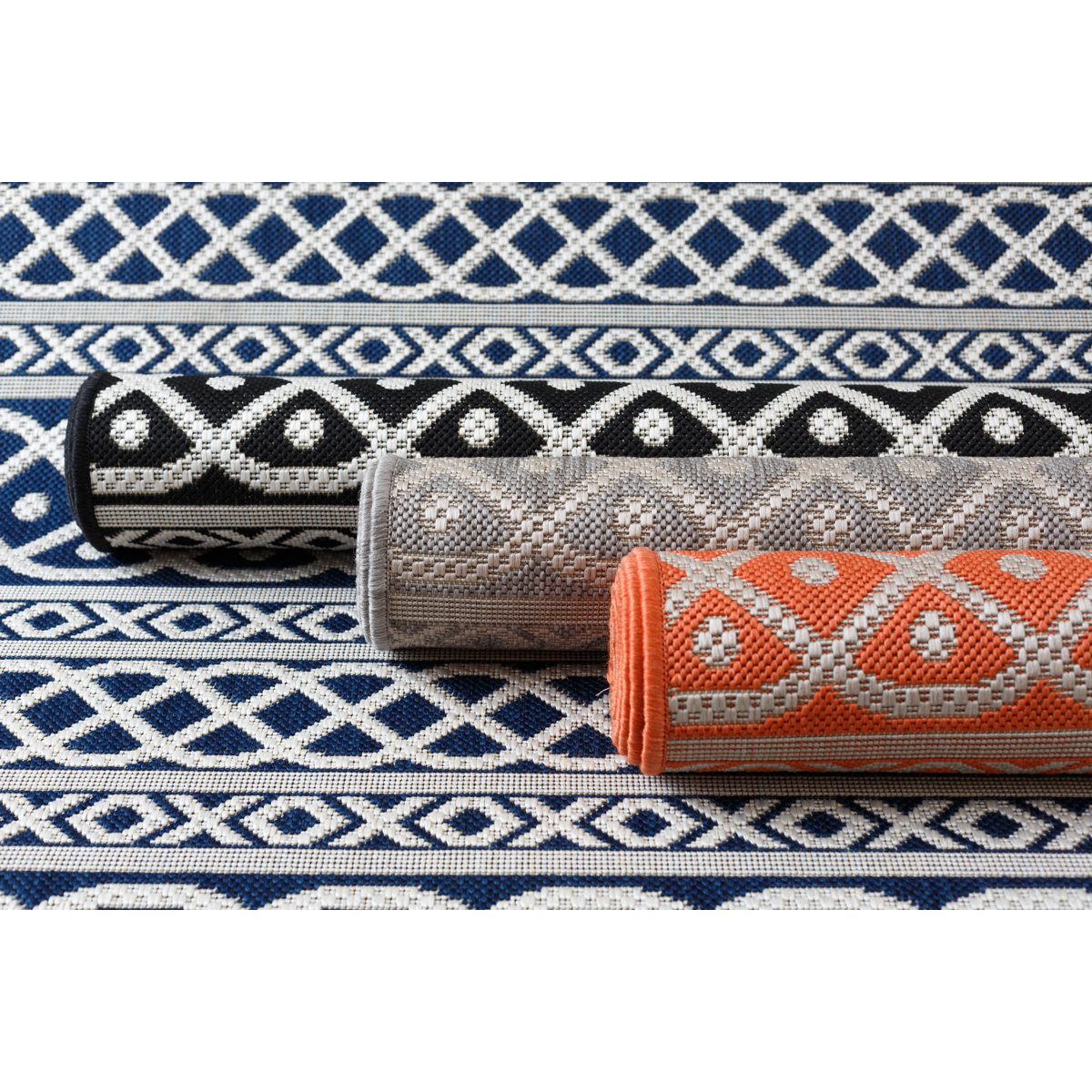 Union Rustic Theroux Geometric Orange Indoor / Outdoor Area Rug ...