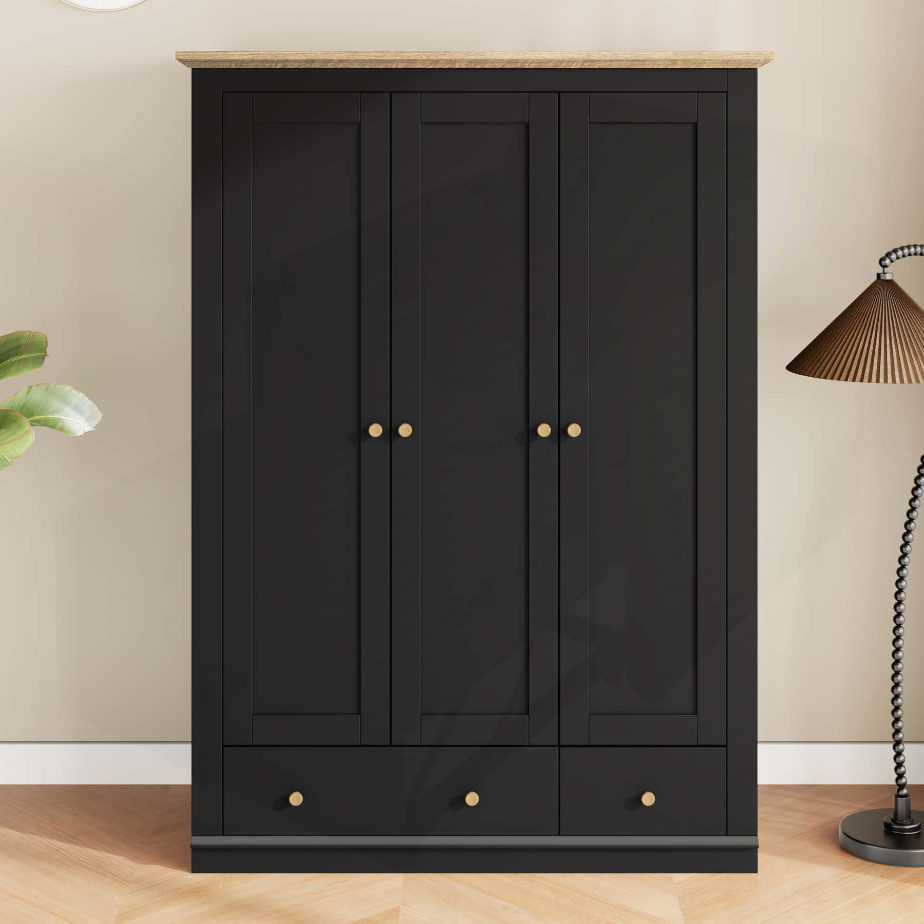Latitude Run® Modern Functional 3-Door Wardrobe with Multiple Storage ...