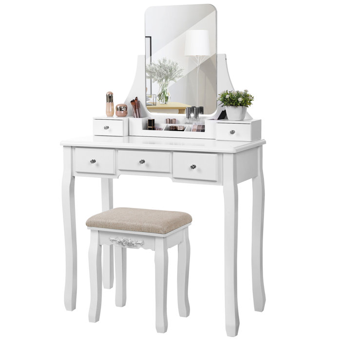 Three Posts Arkin Dressing Table with Mirror & Reviews | Wayfair.co.uk