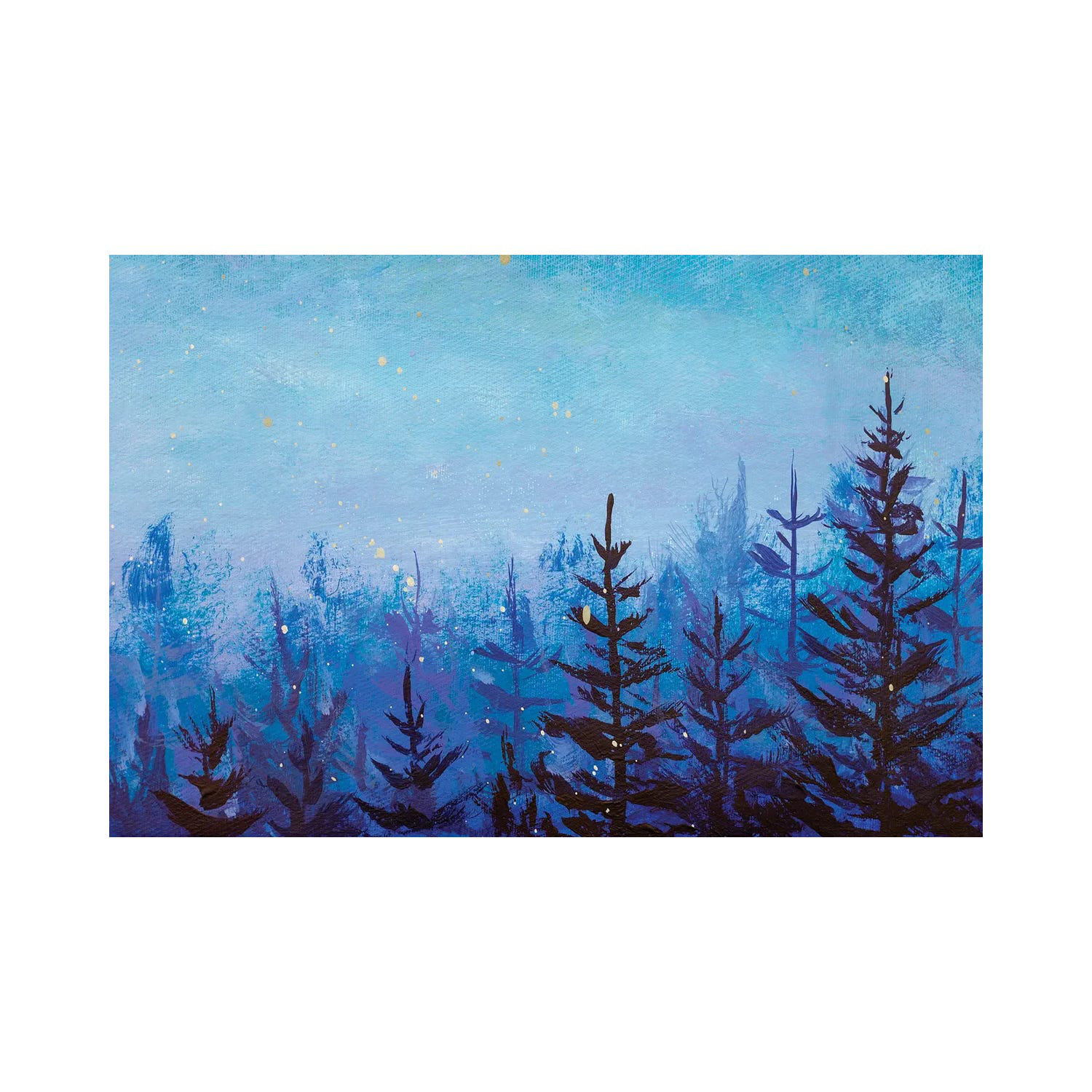 East Urban Home Acrylic Painting Dark Fir Trees In Foggy Magic Forest ...