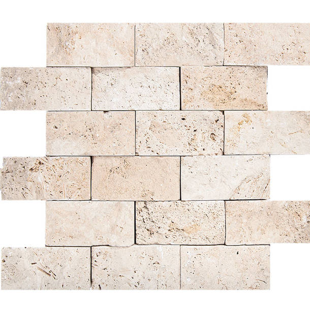 PataraStone Ivory 16" x 24" Travertine Random Mosaic Wall Tile ...