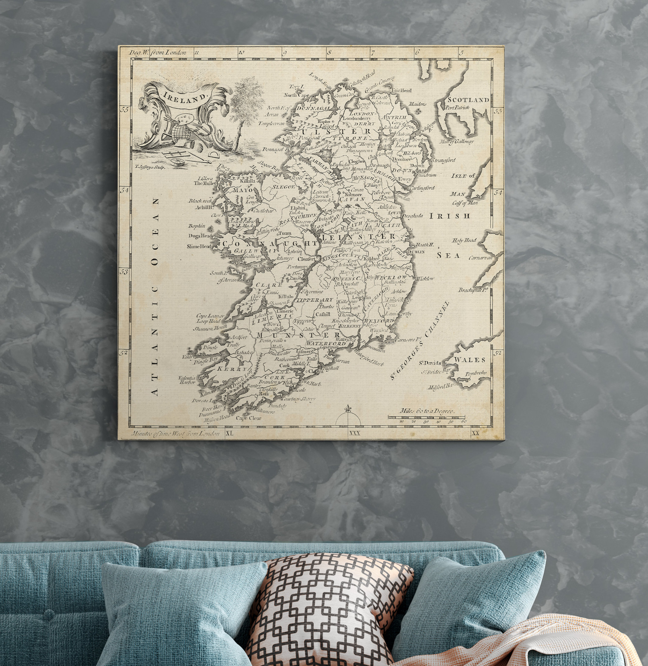 World Menagerie 'Map of Ireland' - Wrapped Canvas Graphic Art Print ...