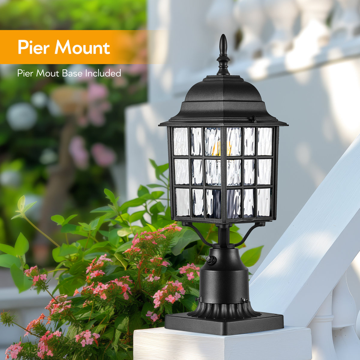 Charlton Home® Lamp Post Light Fixture with Mount Base, Modern Black ...