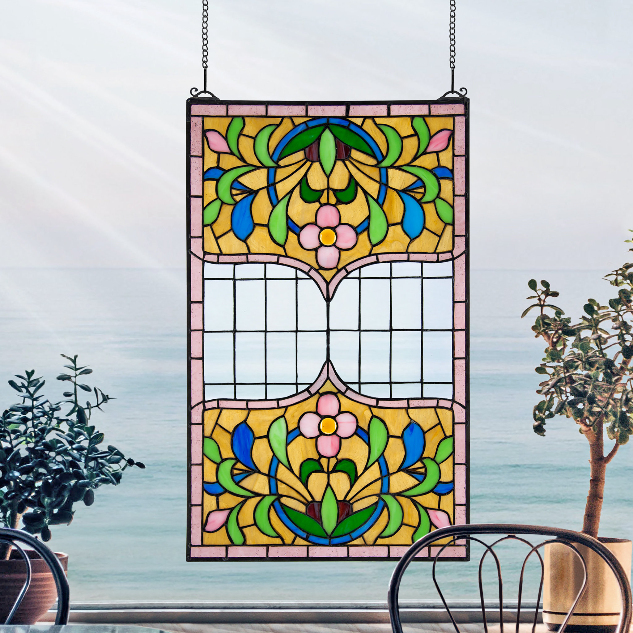 Design Toscano Panneau de fenêtre de style Tiffany Eaton Place ...