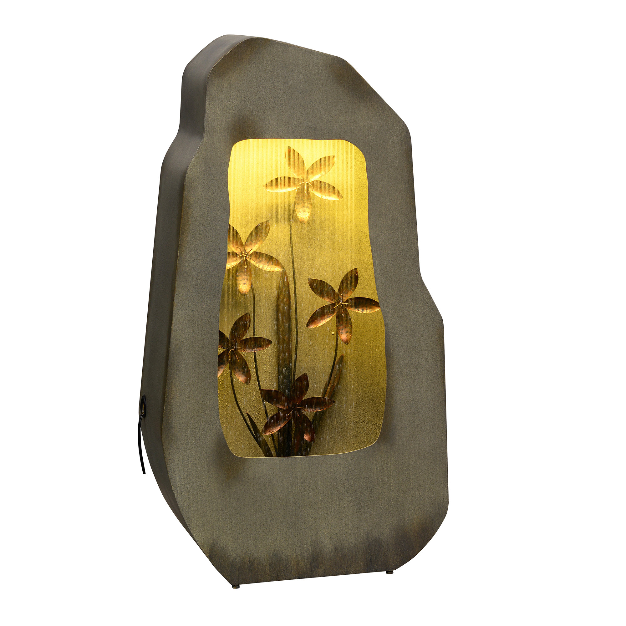 Hi-Line Gift Ltd. Gray Zinc Fountain with 42 Warm White LEDs - Outdoor ...