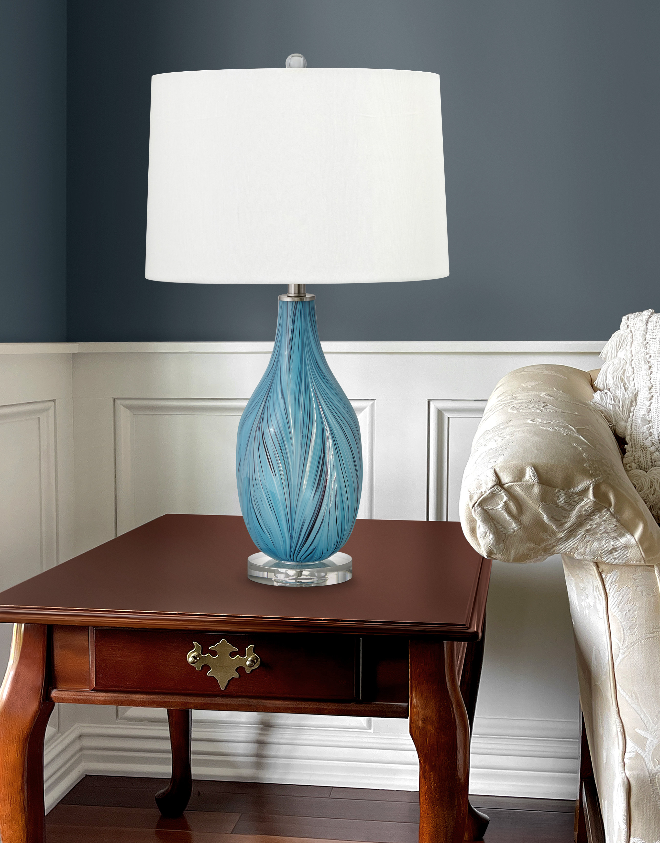 Medallion Lighting Turchese 29" Blue and Black Swirl Glass Table Lamp ...