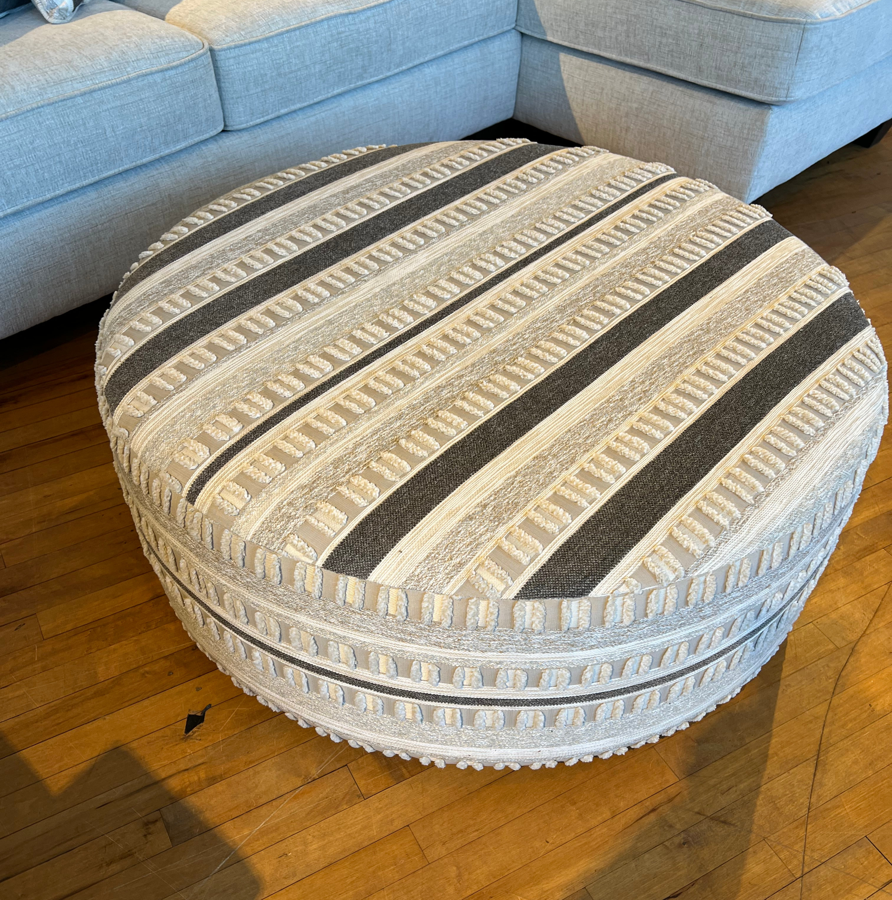 Latitude Run® Persia 41 inch Round Upholstered Textured Ottoman ...