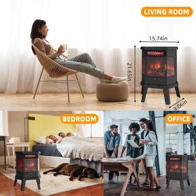 Symple Stuff Electric Fireplace Heater 1500W Space Heater with ...