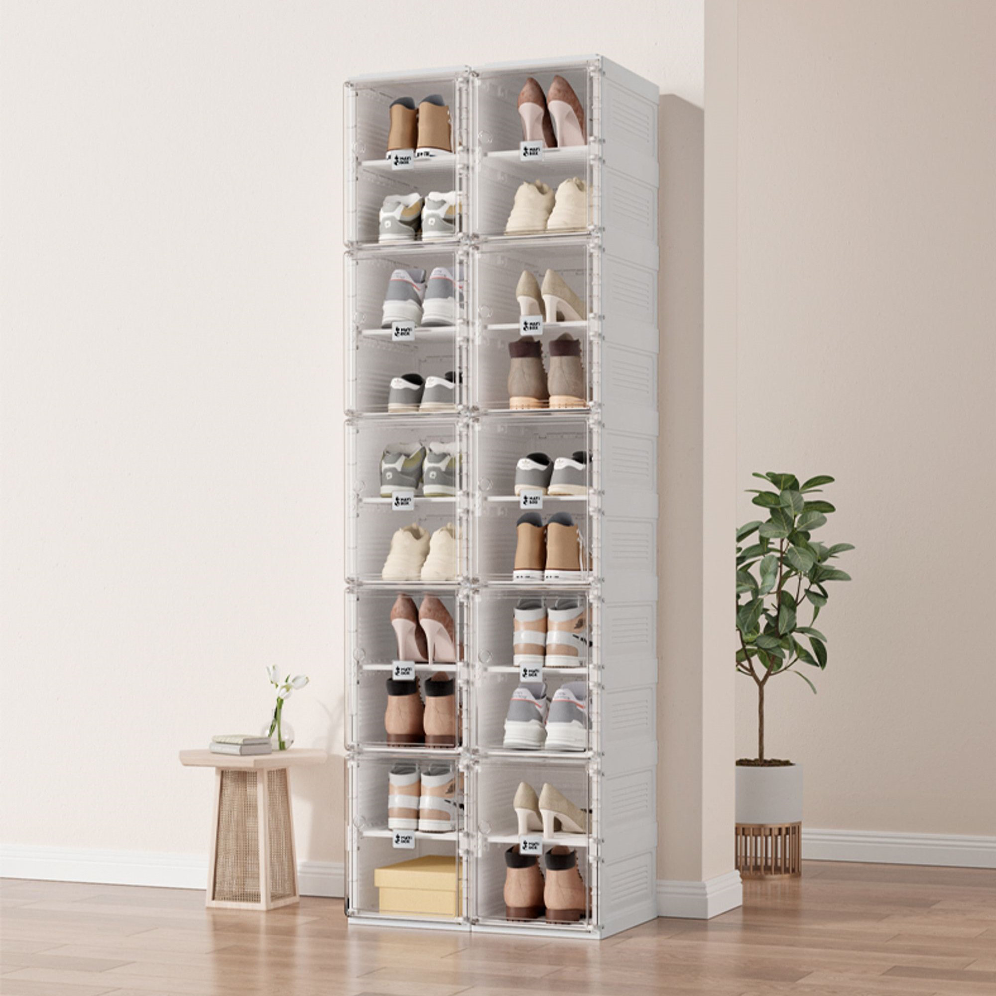 Rebrilliant 20 Pair Stackable Shoe Storage Box | Wayfair