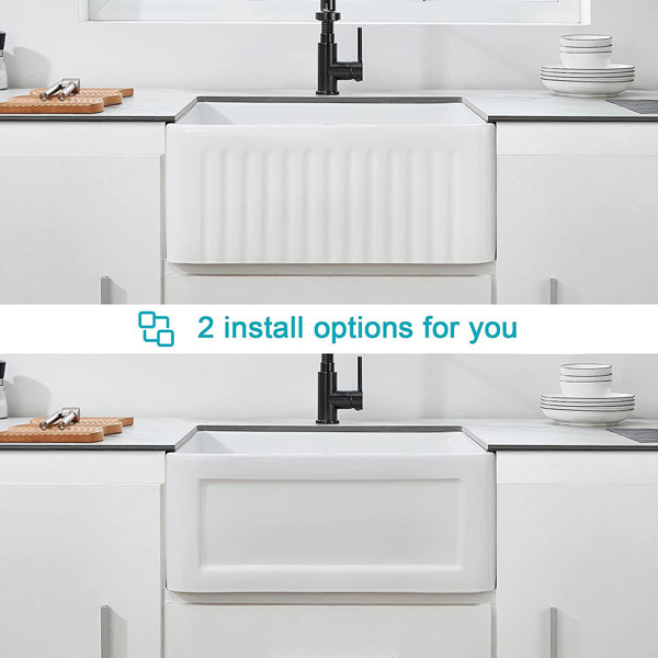 ALWEN 24'' L Farmhouse / Apron Single Bowl Ceramic Kitchen Sink | Wayfair