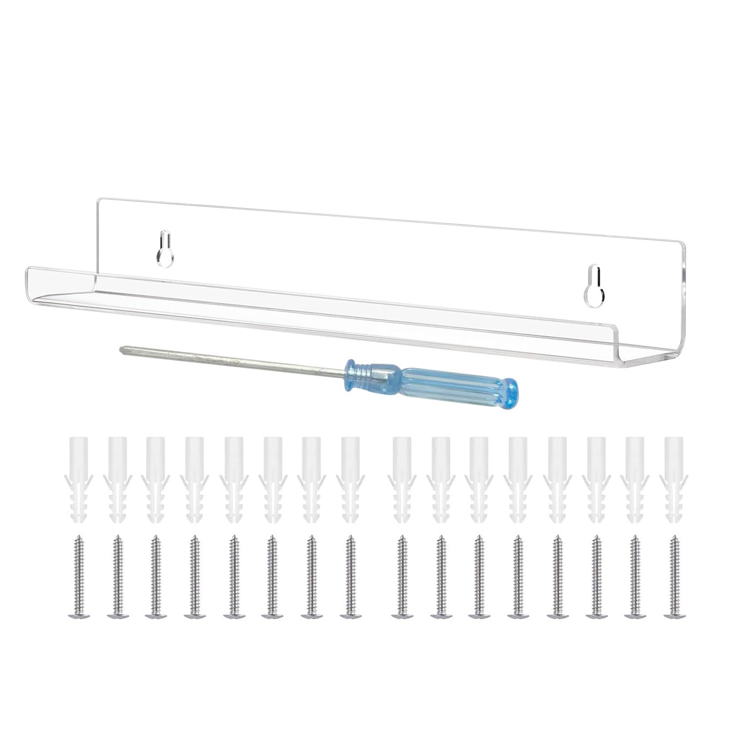 Rebrilliant 12-Inch Clear Acrylic Shelf Wall Mount, 8-Pack Floating ...