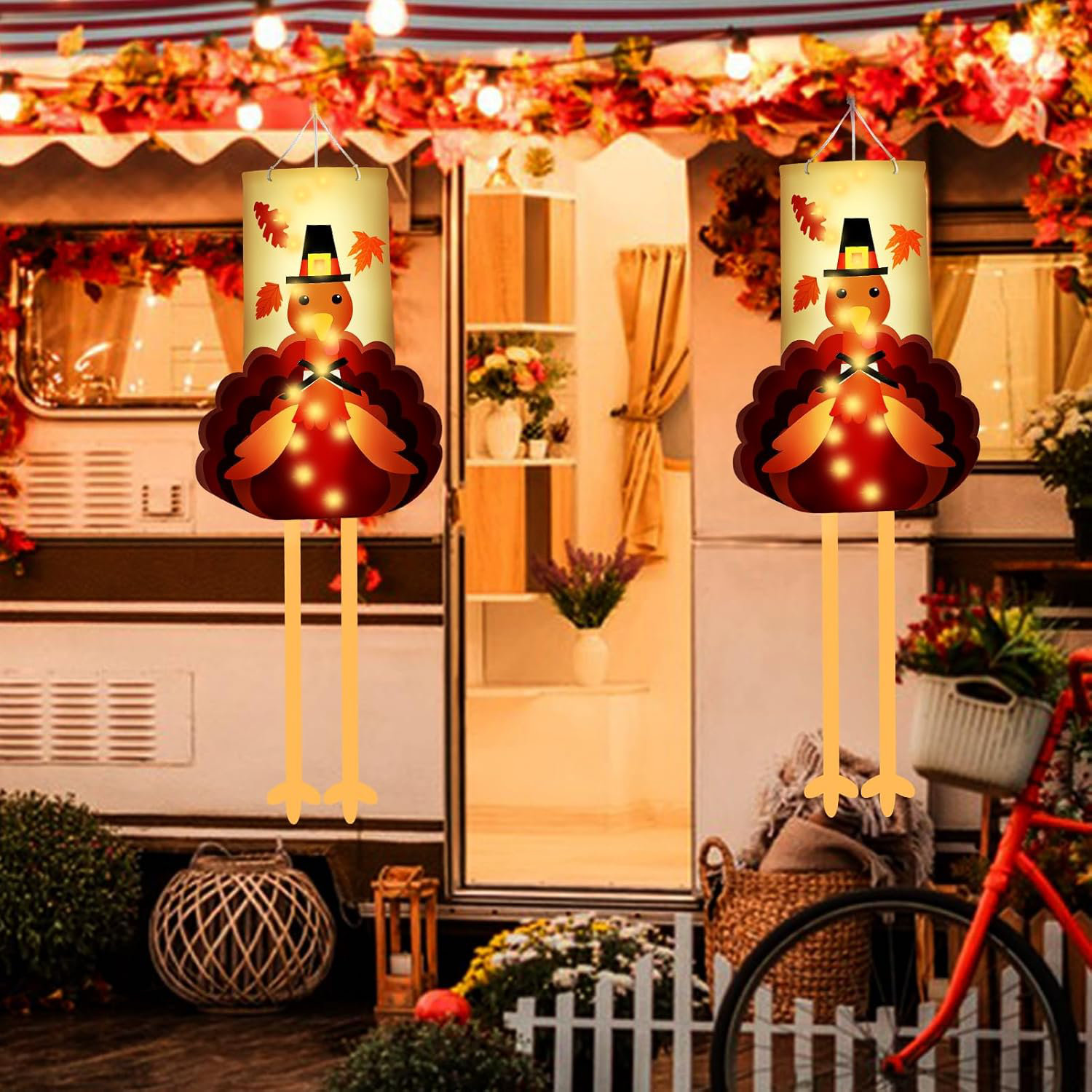 The Holiday Aisle® 2Pcs Lighted Thanksgiving Windsocks, Thanksgiving ...