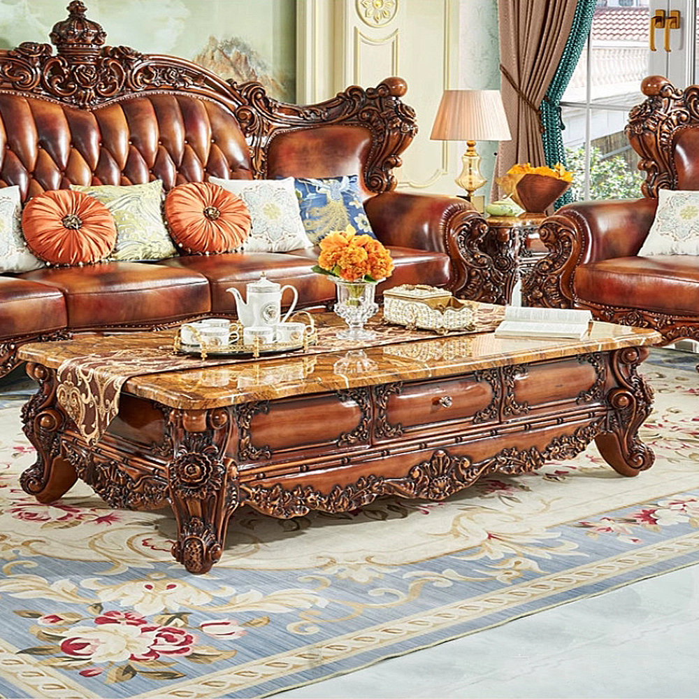 Bkoksety European vintage carved marble coffee table - Wayfair Canada