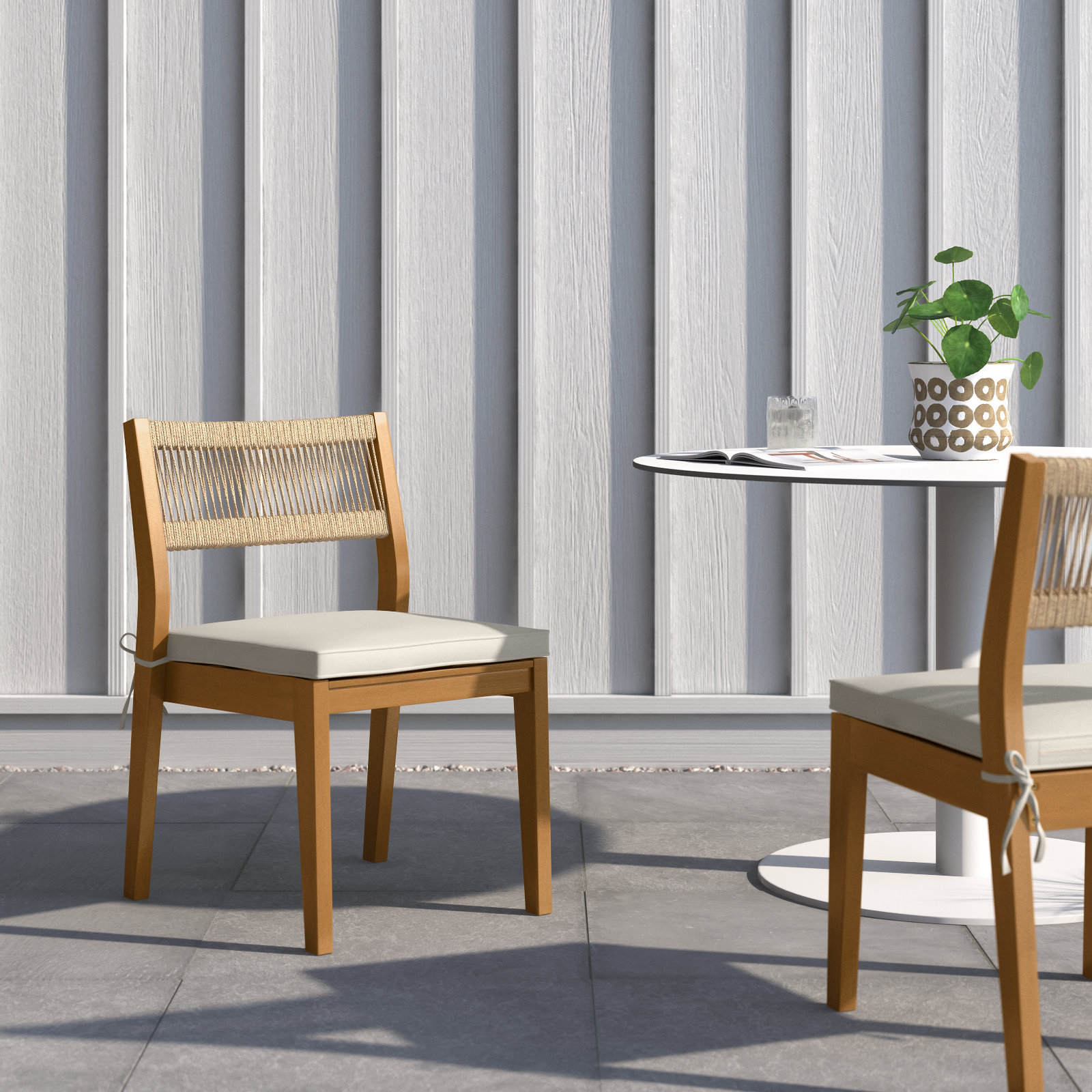 Beachcrest Home Set of 2 Weather-Resistant Solid Wood Stackable Outdoor ...