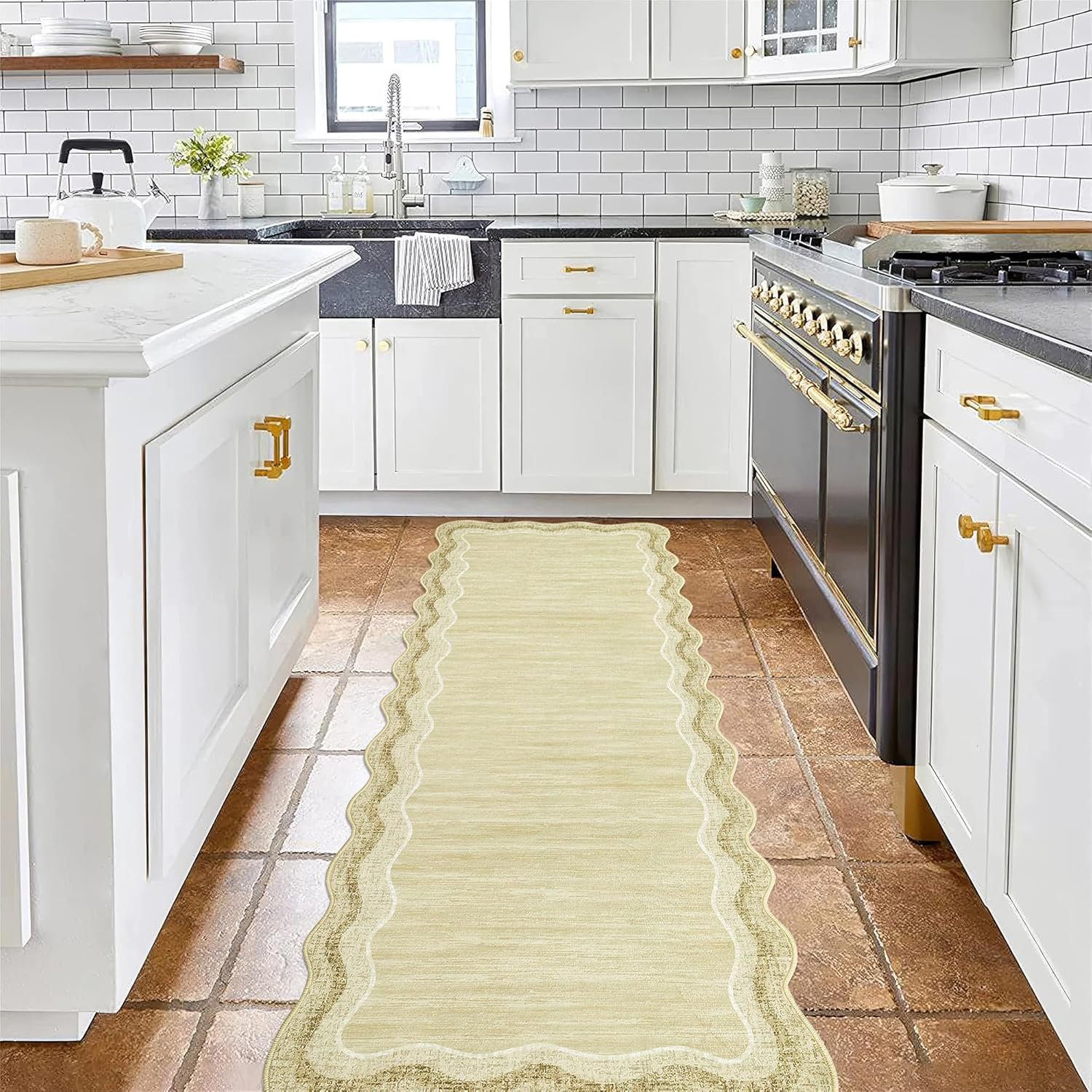 Winston Porter Washable Runner Rug Runner Rugs for Hallway Scalloped ...