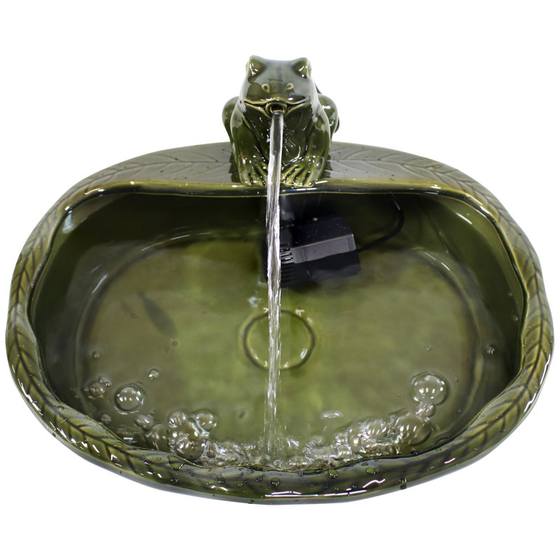 Red Barrel Studio® Hyman Frog Contemporary Green Ceramic Solar Water ...