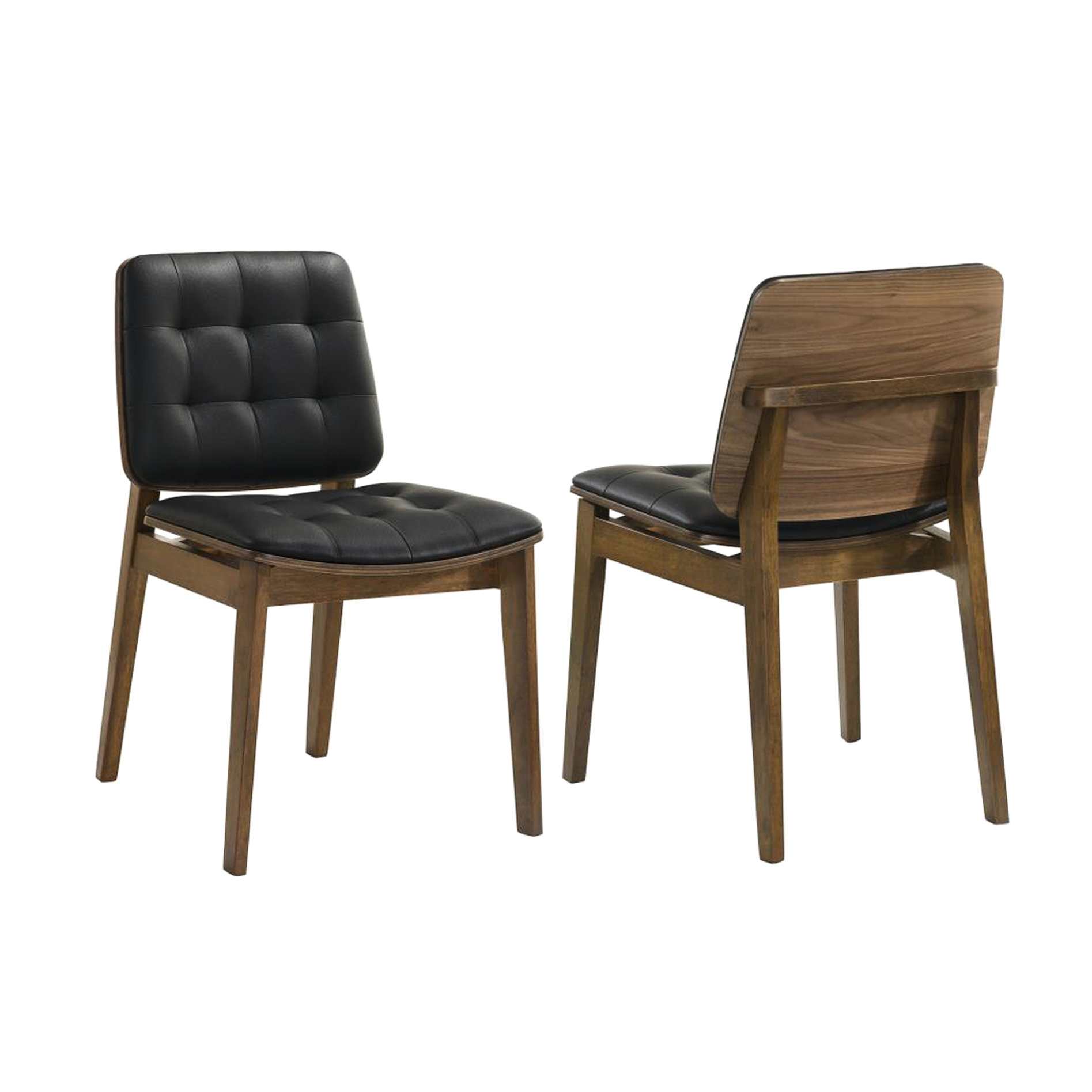 Corrigan Studio® Of 2 Black Upholstered Dining Chairs With Walnut ...