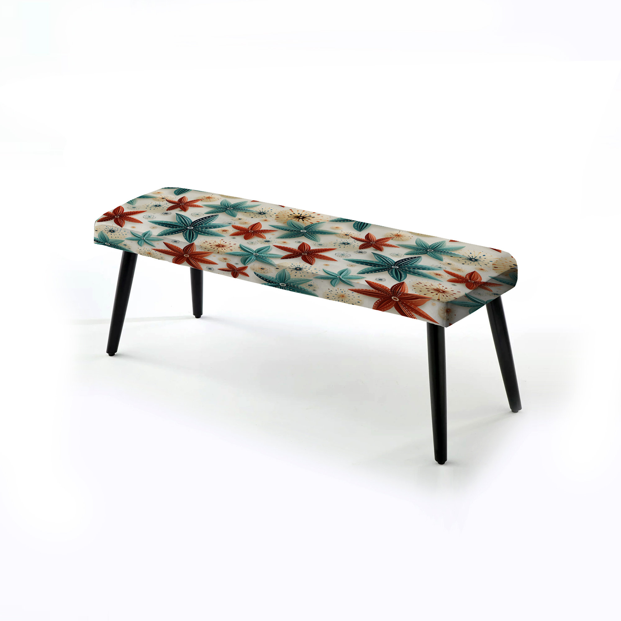 Design Art Coastal Starfish Symmetry - Coastal Upholstered Black Bench | Wayfair