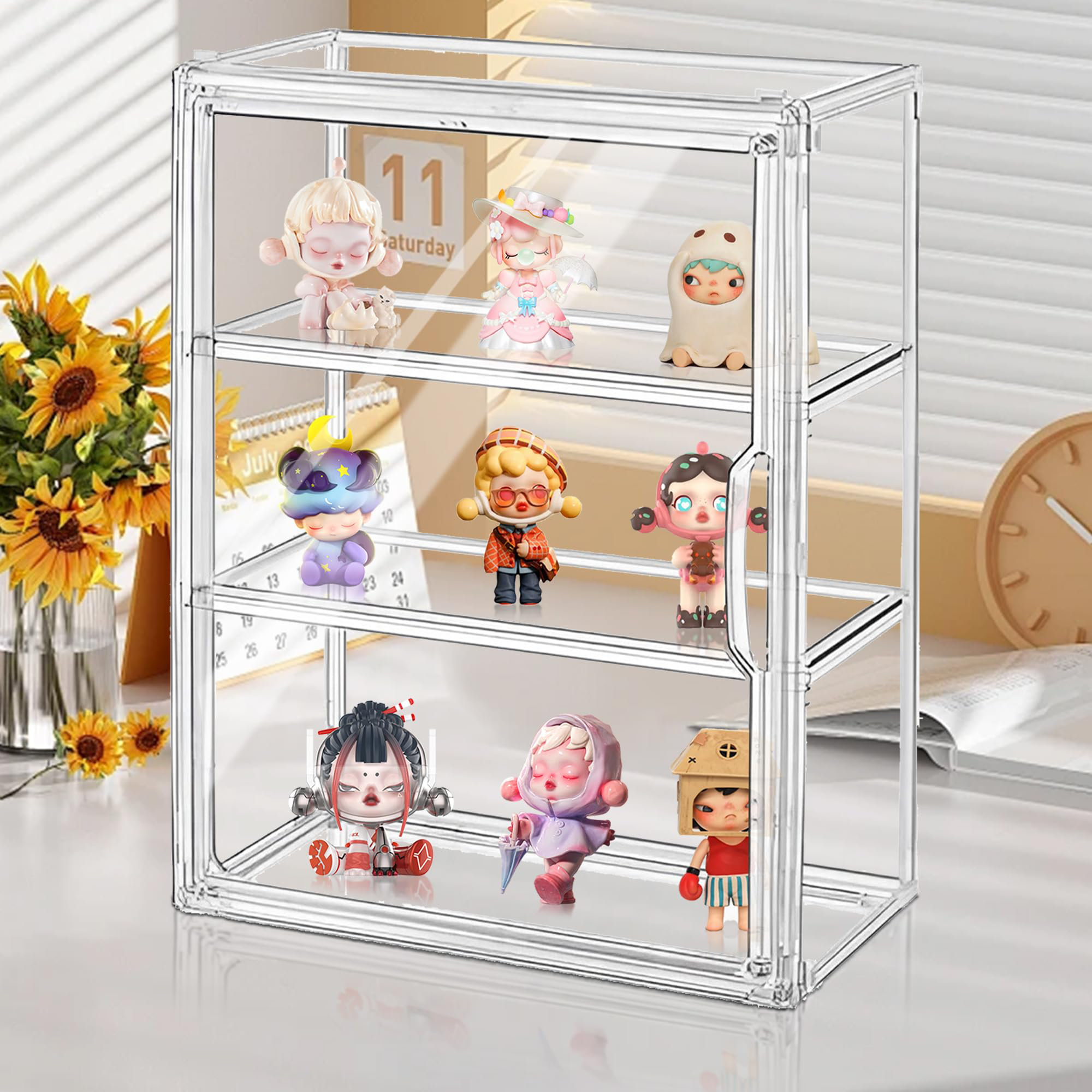 ColorLife Clear Display Case 4 Pack 3 Tiers, Figure Display Case ...