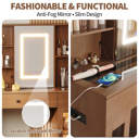 Blue Elephant Large Vanity Desk with Sliding Mirror, 3-Color LED Lights ...