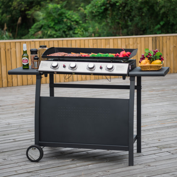 Callow Retail Callow 4 Burner Gas BBQ Plancha with Detachable Trolley ...