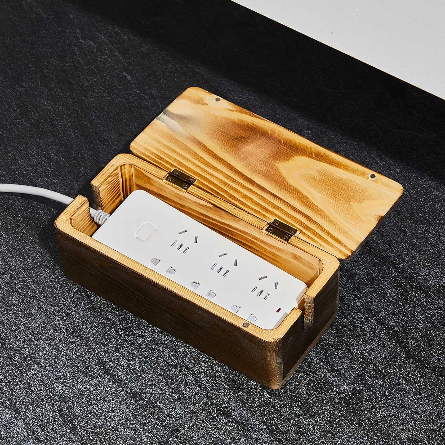 Loon Peak 3 Pcs 3 Size Wooden Cable Box Organizer Set With 130 Pcs ...