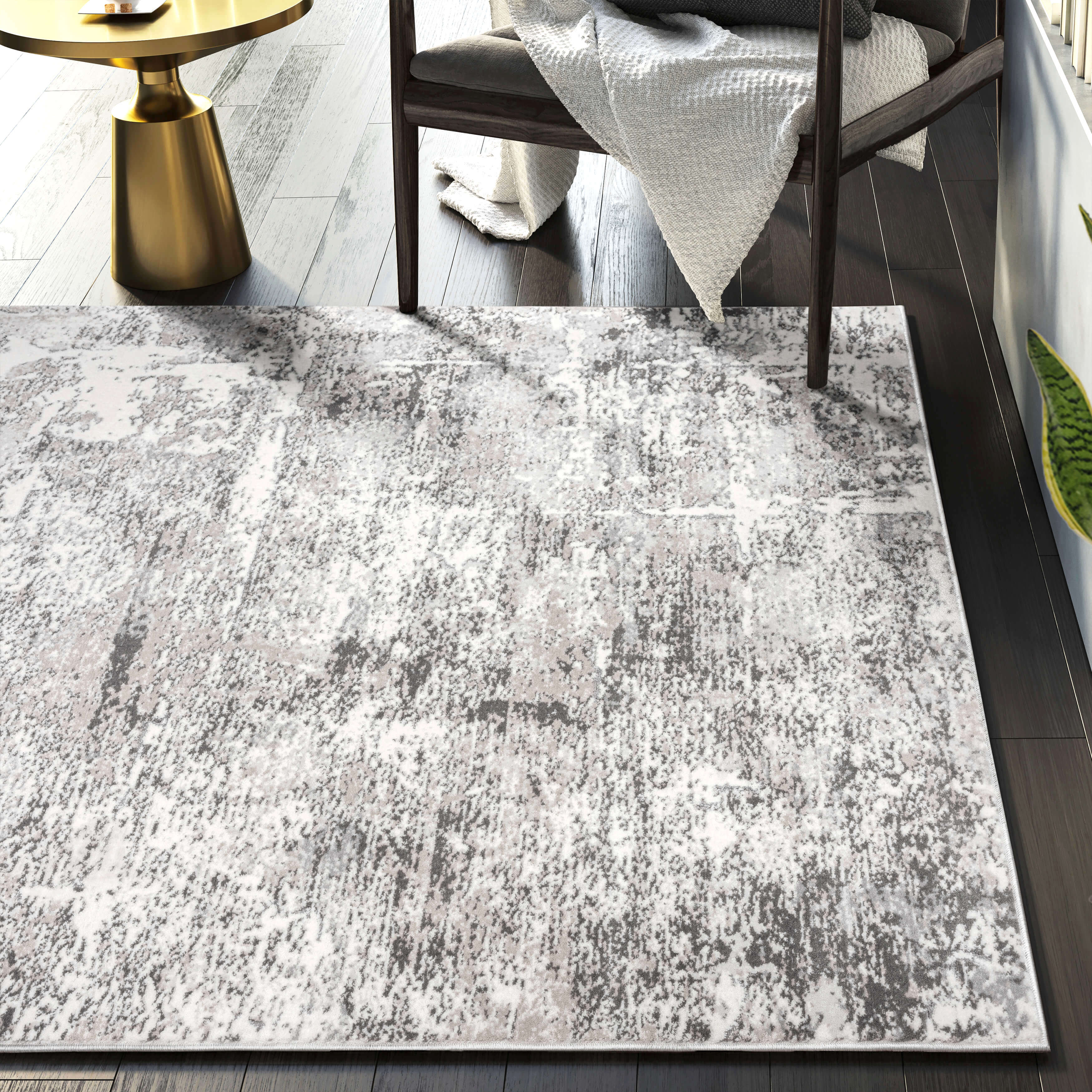 17 Stories Abstract Gray Area Rug | Wayfair