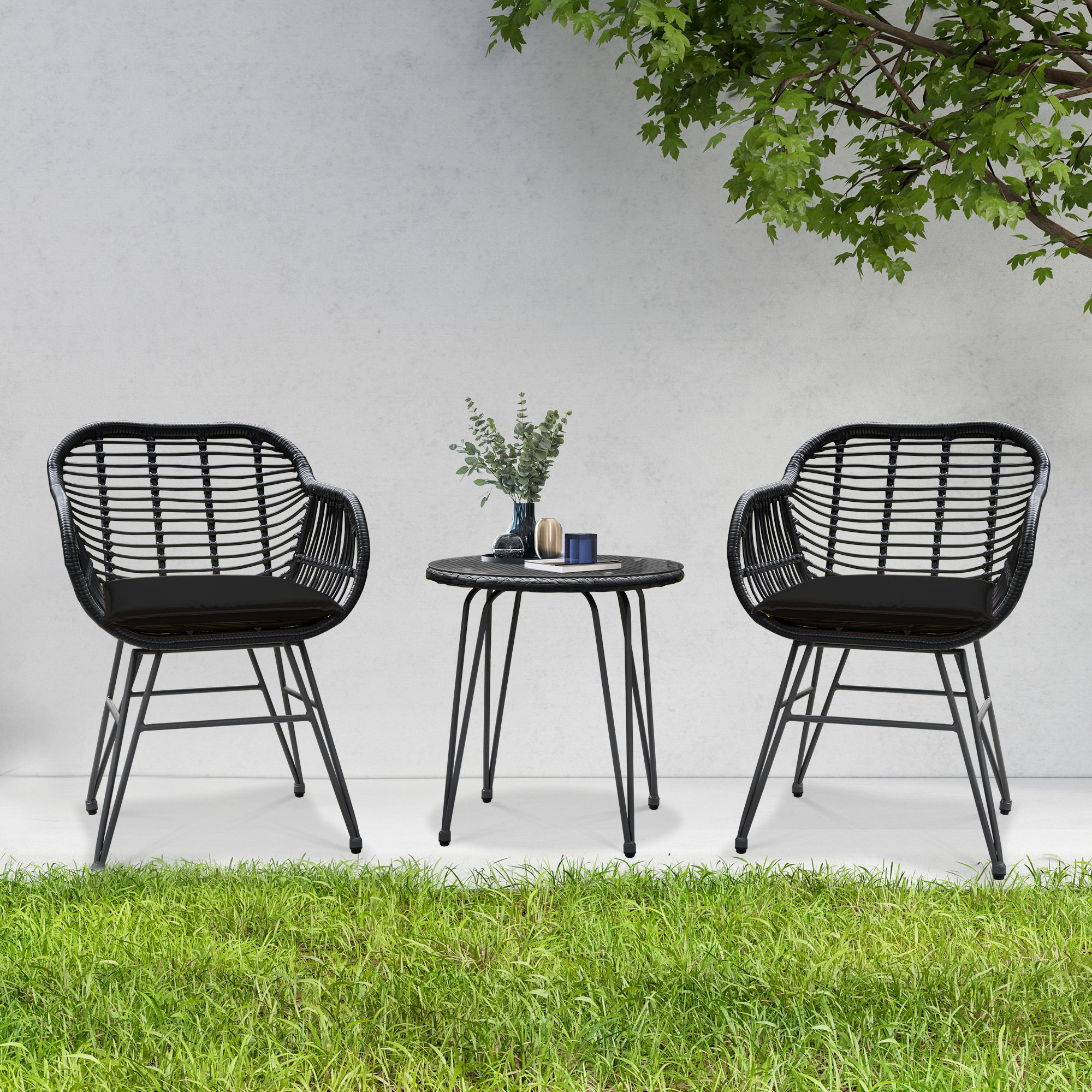 Corrigan Studio Wicker/rattan 2 - Person Seating Group With Cushions ...