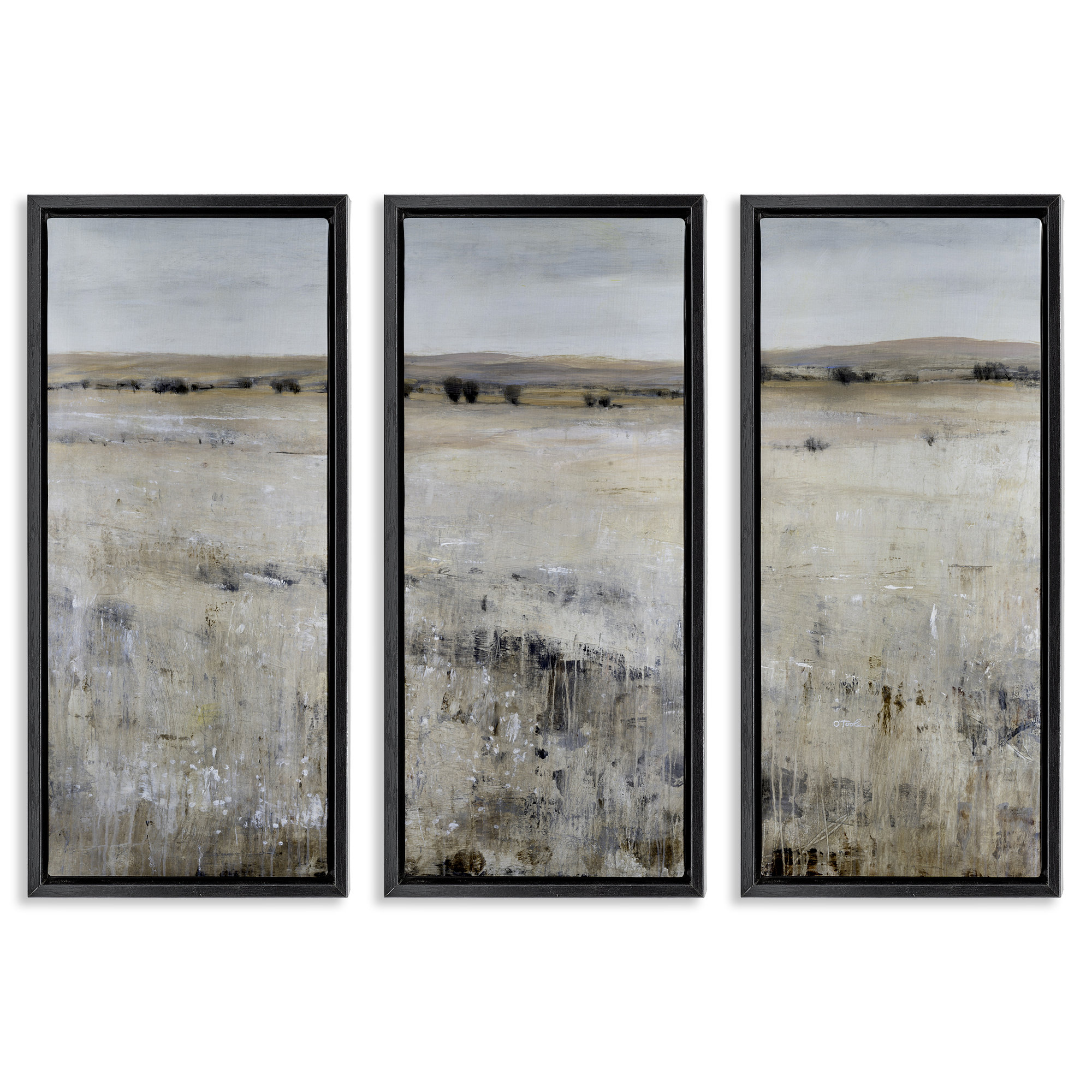 Lark Manor Wild Pasture Impression 3 Piece Framed Floater Canvas Set ...