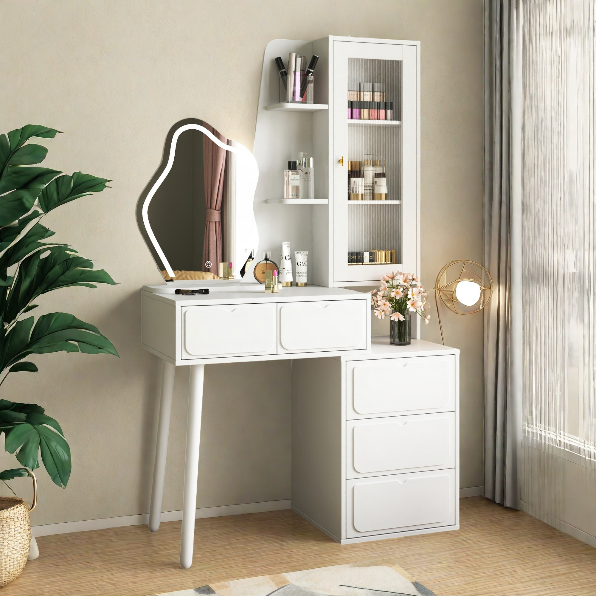 Wrought Studio Vanity Desk With Mirror And Lights, Makeup Vanity Mirror ...